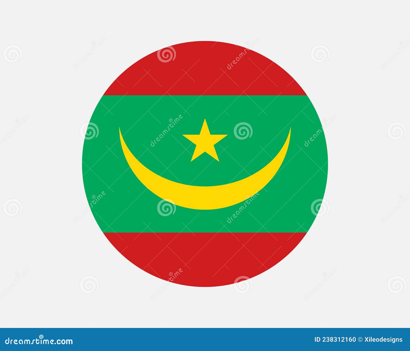 Mauritania Round Country Flag Mauritanian Circle National Flag Stock