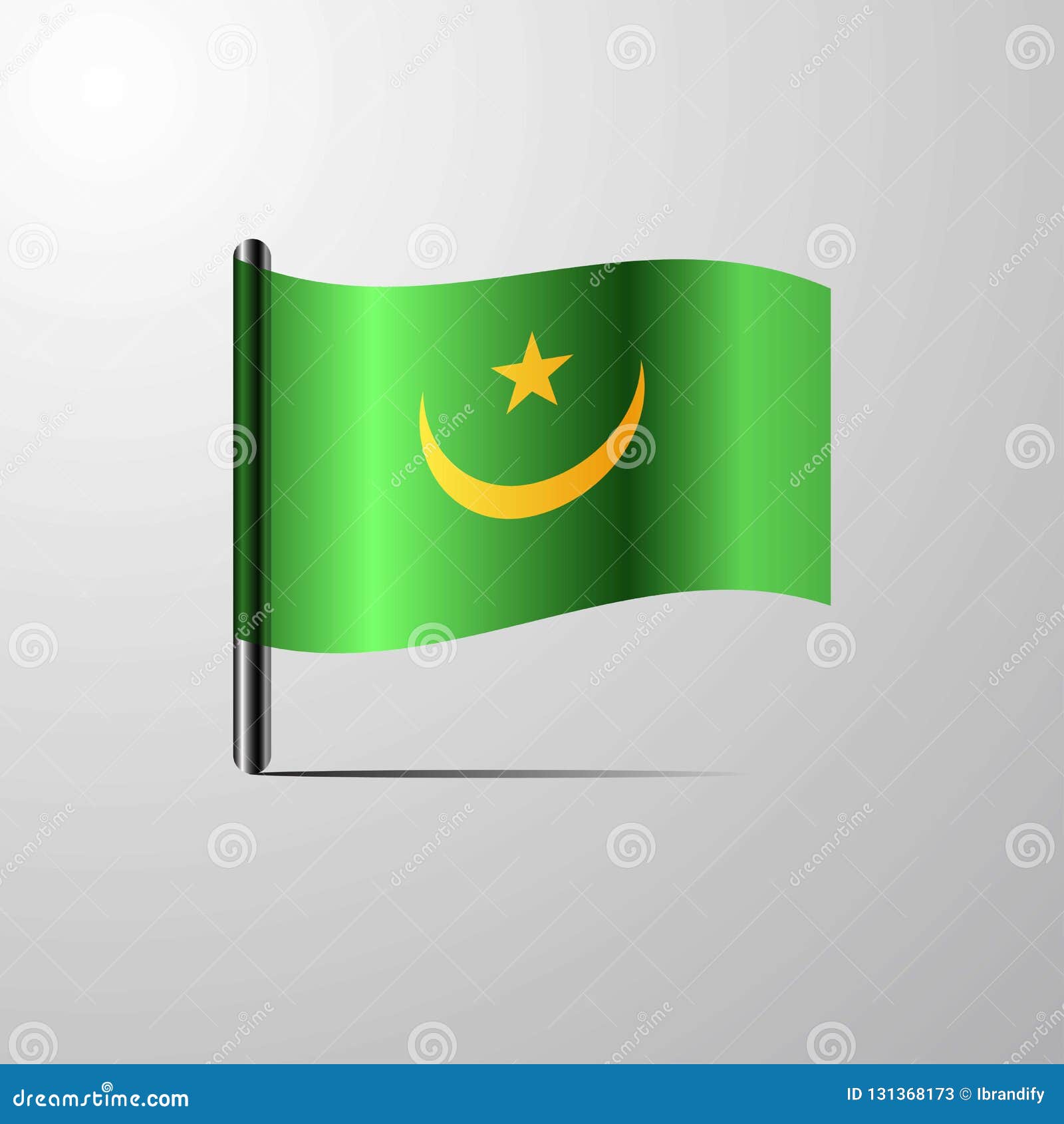 Mauritania Waving Shiny Flag Design Vector Stock Vector Illustration