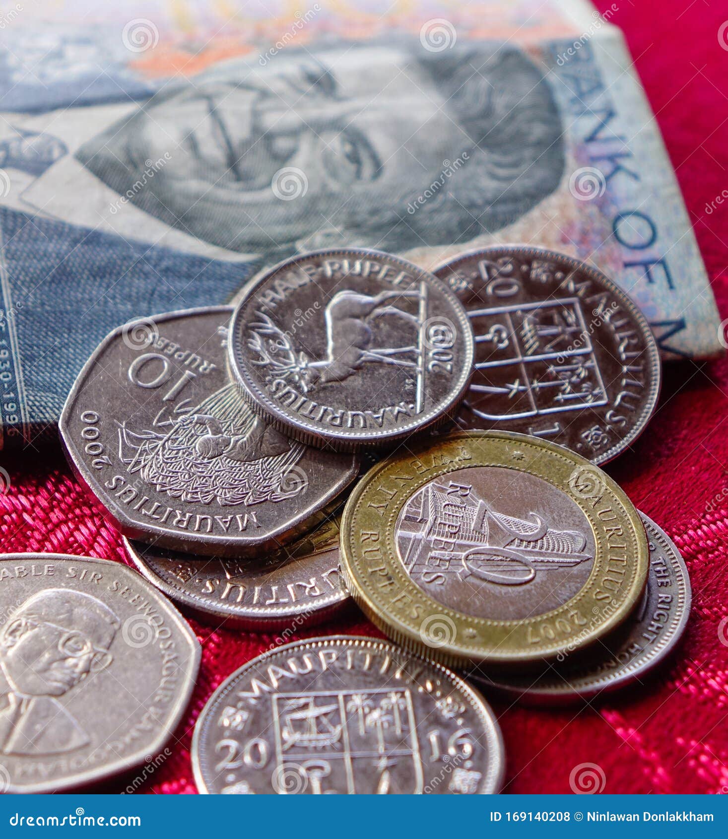Mauritian Rupee Bill Note with Coins Stock Photo - Image of cash ...