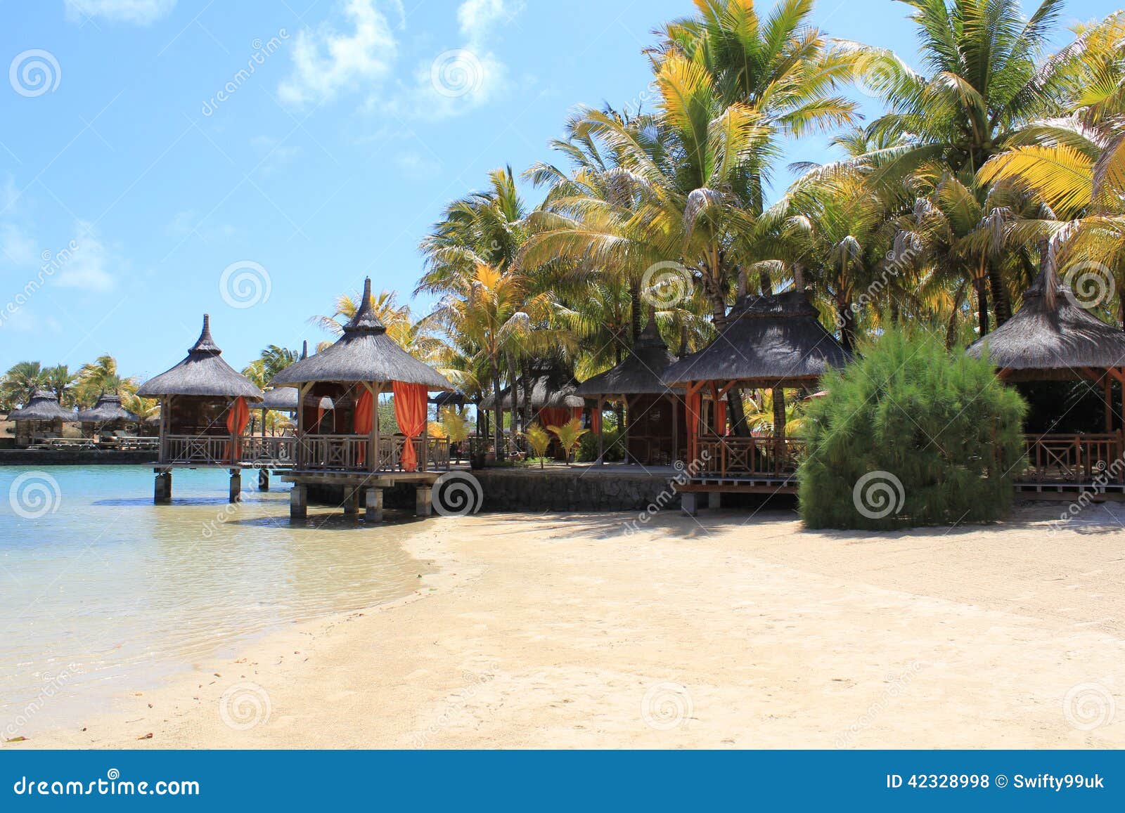 Mauritius Beach Huts stock photo. Image of palm, relax - 42328998