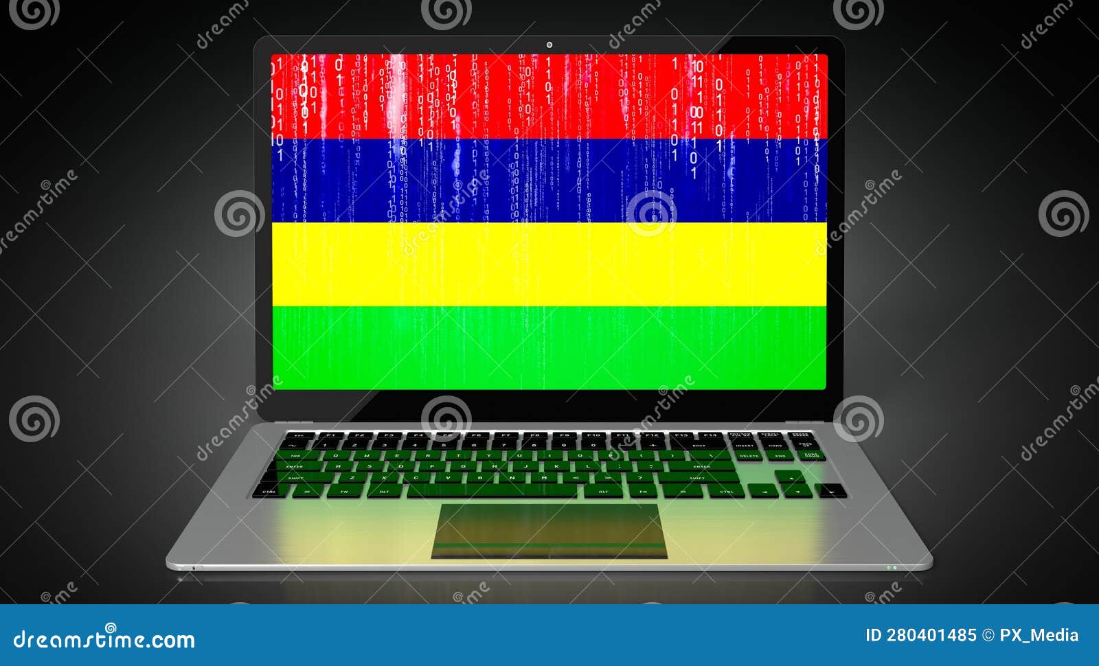 Mauritius - Country Flag and Binary Code on Laptop Screen Stock ...