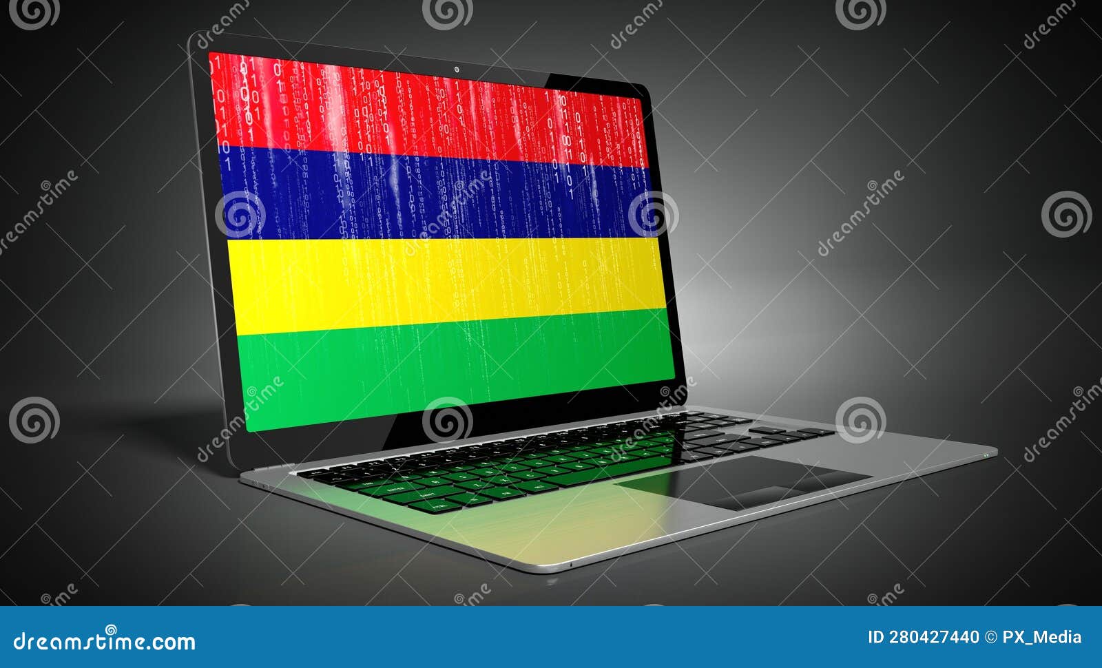 Mauritius - Country Flag and Binary Code on Laptop Screen Stock ...