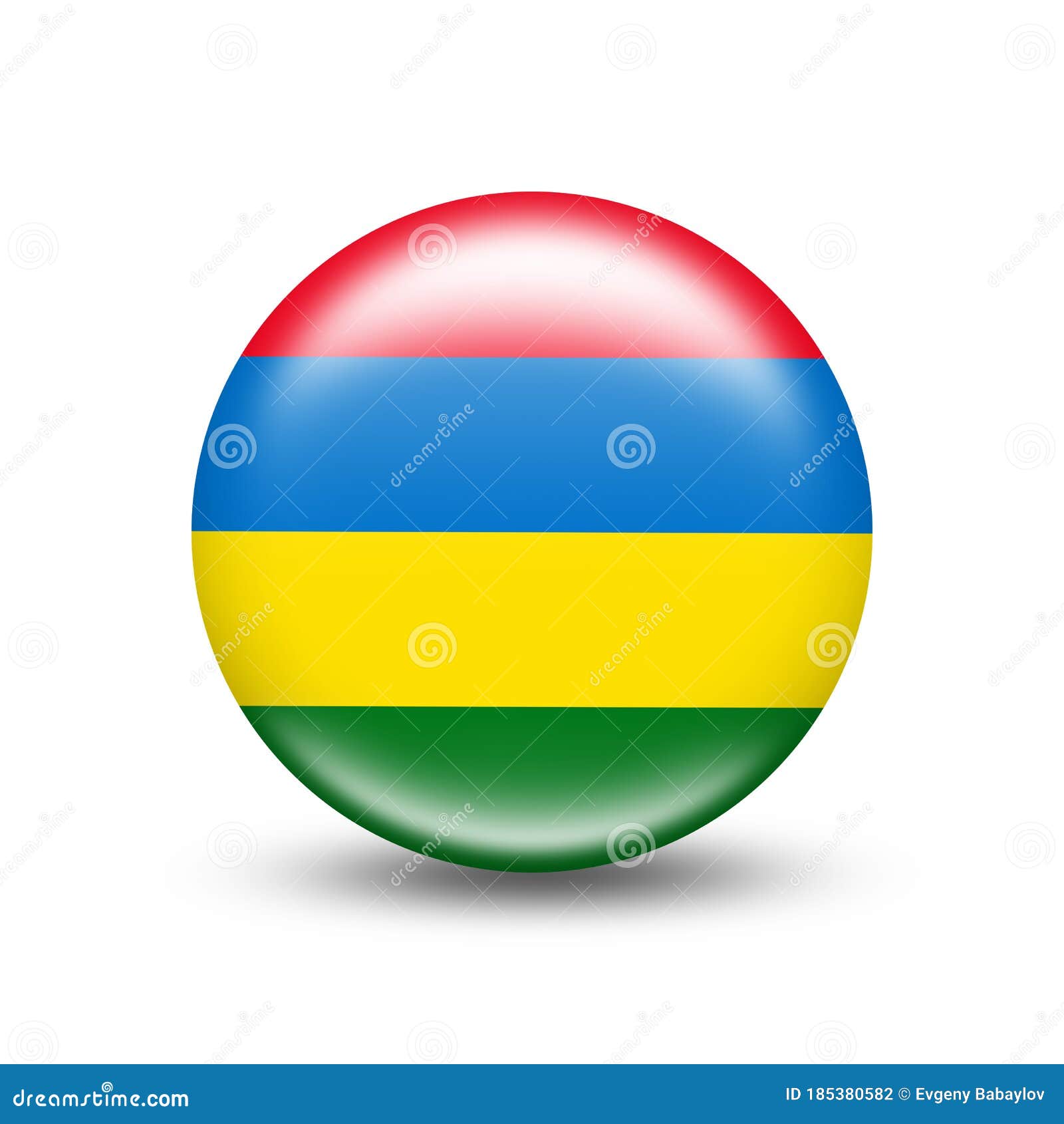Mauritius Country Flag in Sphere with White Shadow Stock Illustration ...