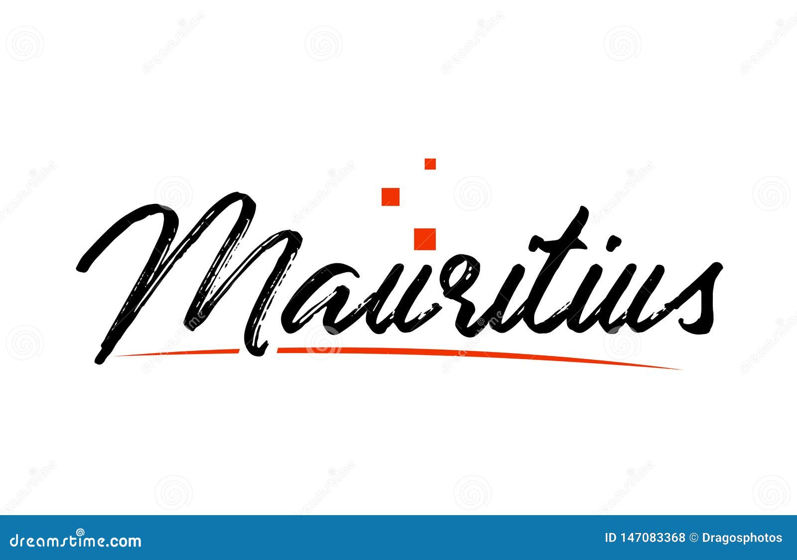 Mauritius Country Text Typography Logo Icon Design Cartoon Vector ...