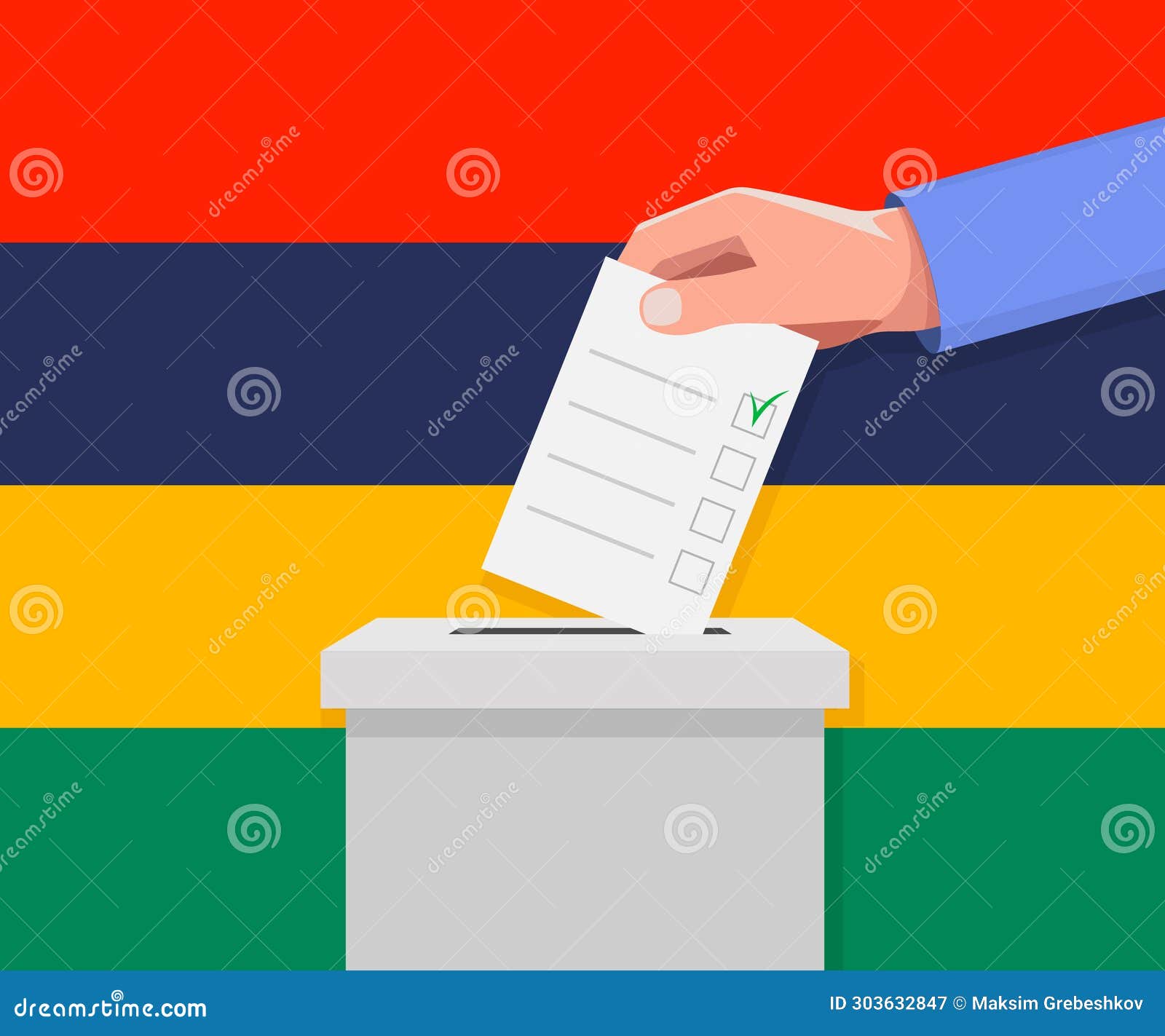 Mauritius Election Concept. Hand Puts Vote Bulletin Stock Vector ...