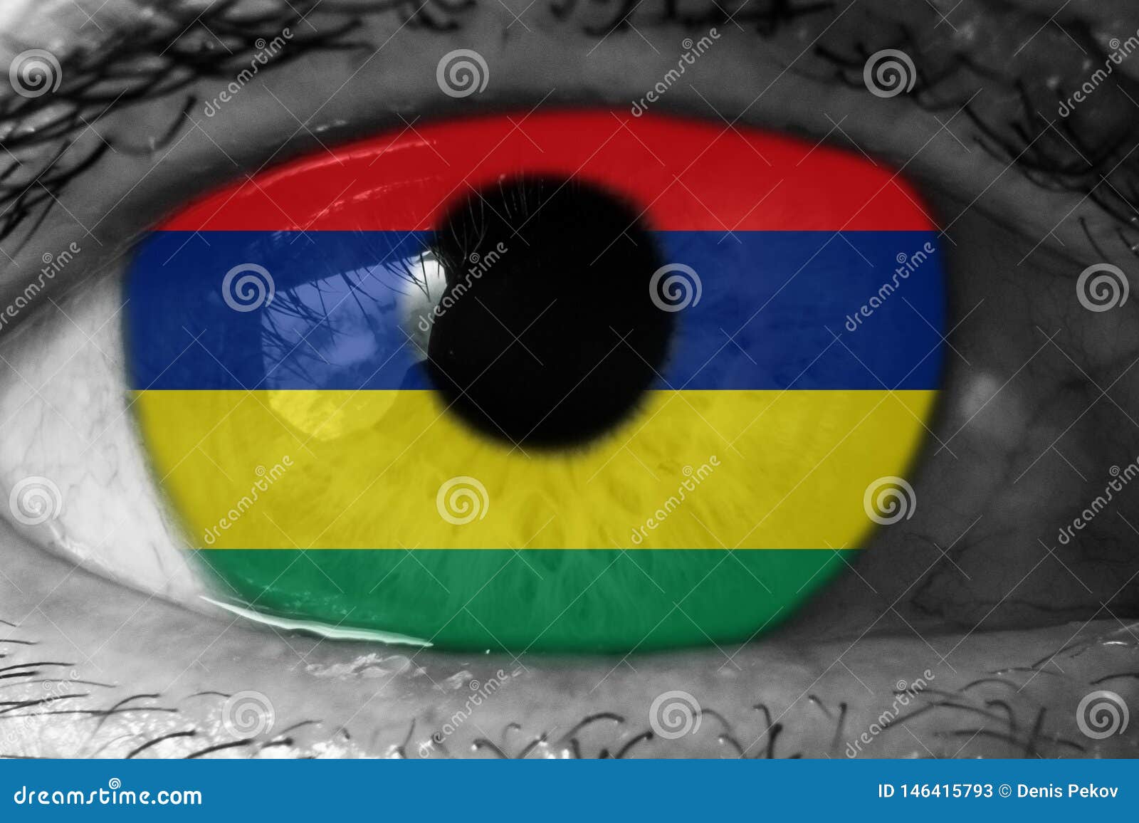 Mauritius flag in the eye stock image. Image of sign - 146415793