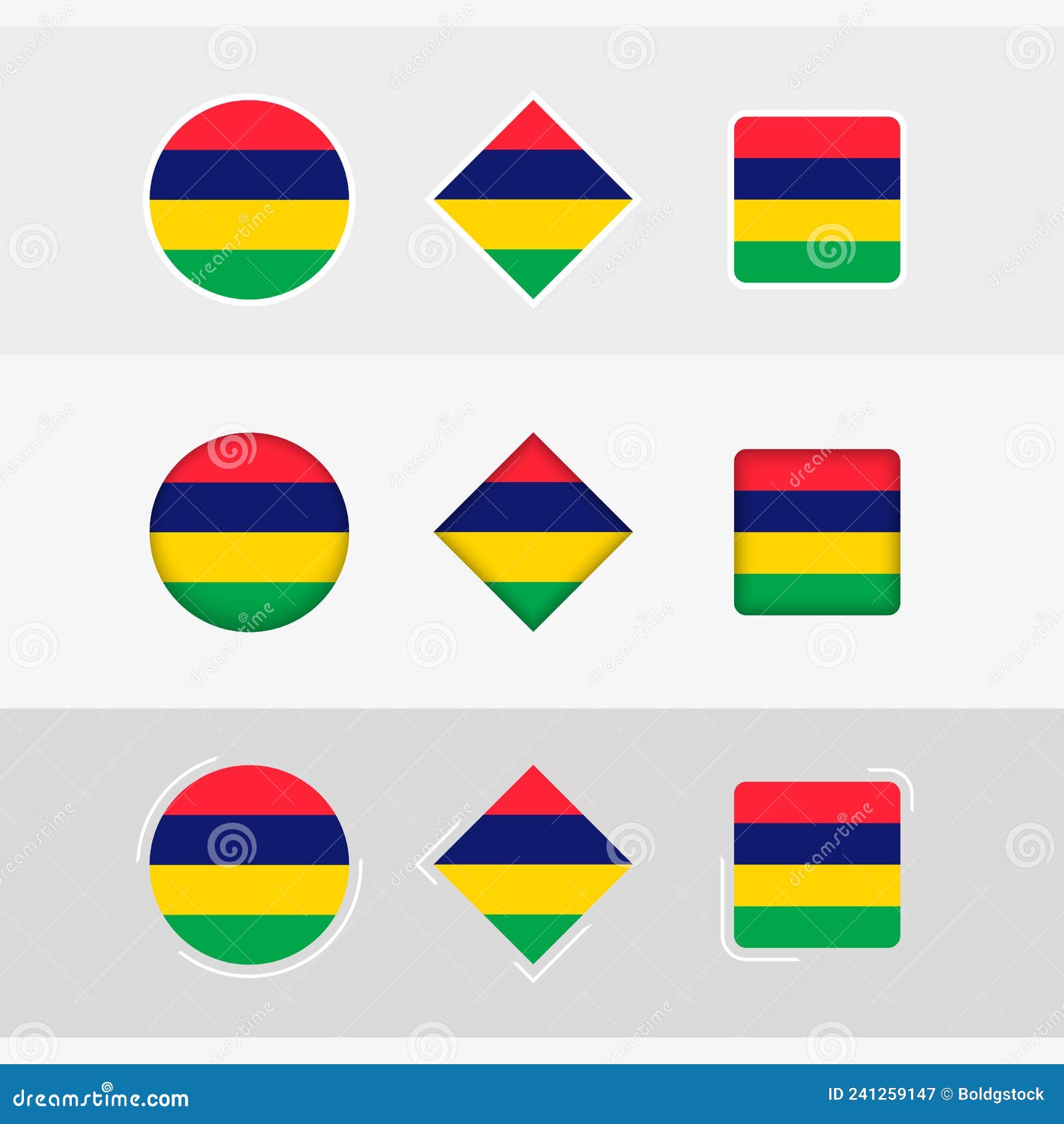 Mauritius Flag Icons Set, Vector Flag of Mauritius Stock Vector ...