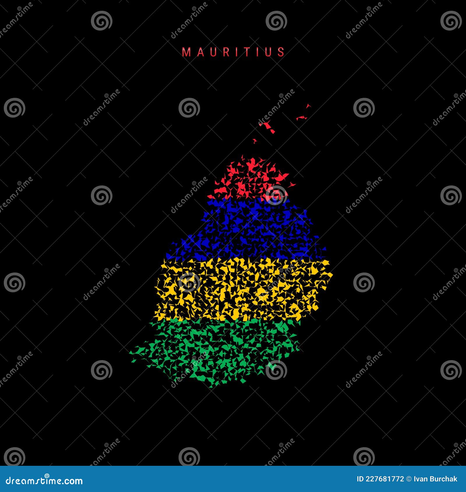 Mauritius Flag Map, Chaotic Particles Pattern in the Mauritian Flag ...
