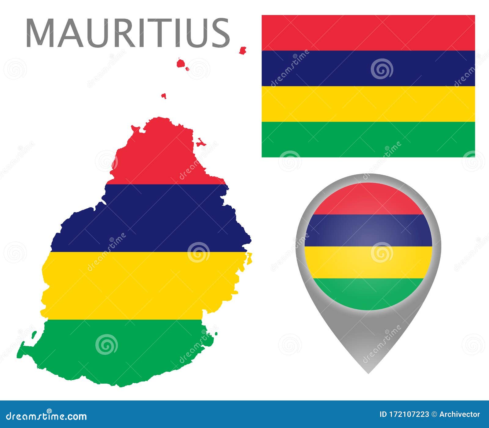 Mauritius Flag, Map Pointer and Map Stock Vector - Illustration of ...