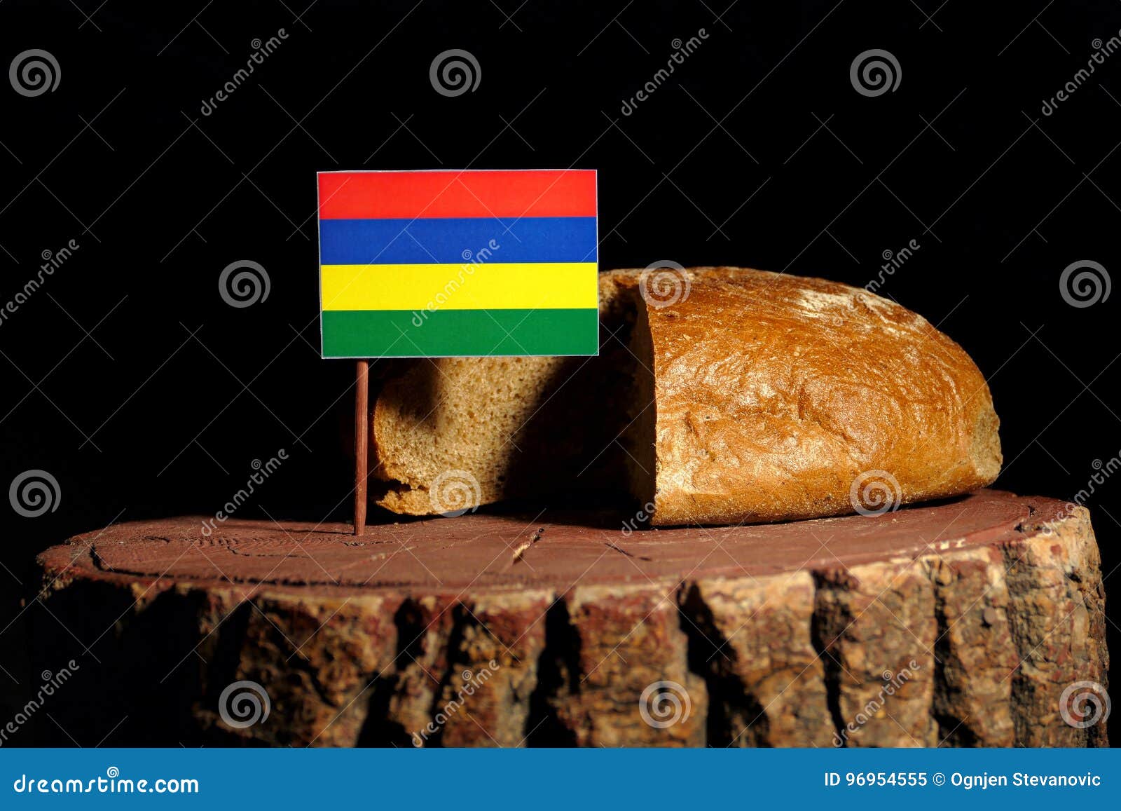 Mauritius Flag on a Stump with Bread Stock Image - Image of healthy ...