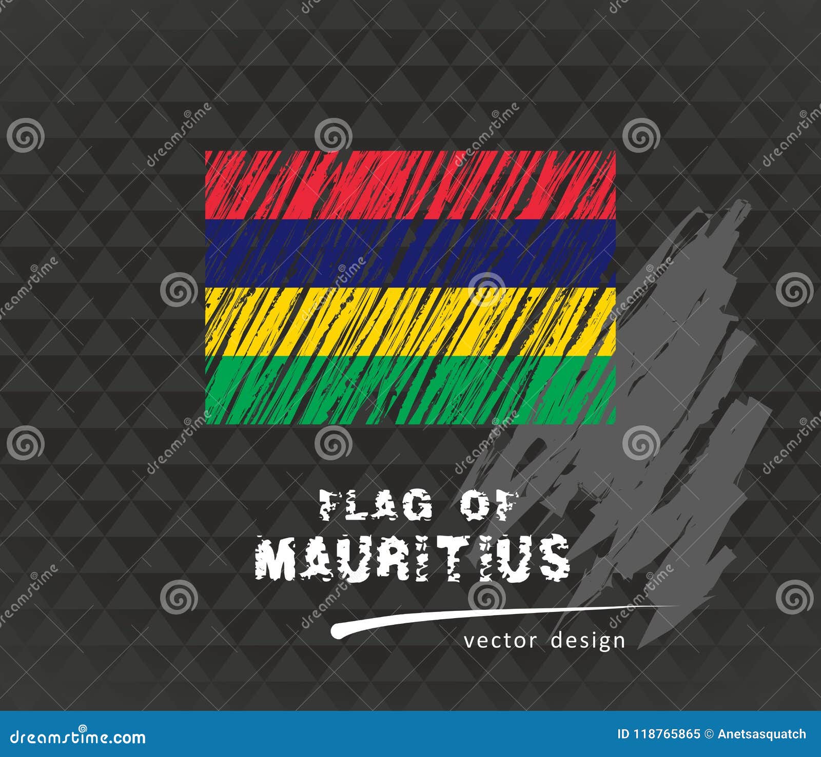 Mauritius Flag, Vector Sketch Hand Drawn Illustration on Dark Grunge ... Mauritius Flag, Vector Sketch Hand Drawn Illustration on Dark Grunge ...