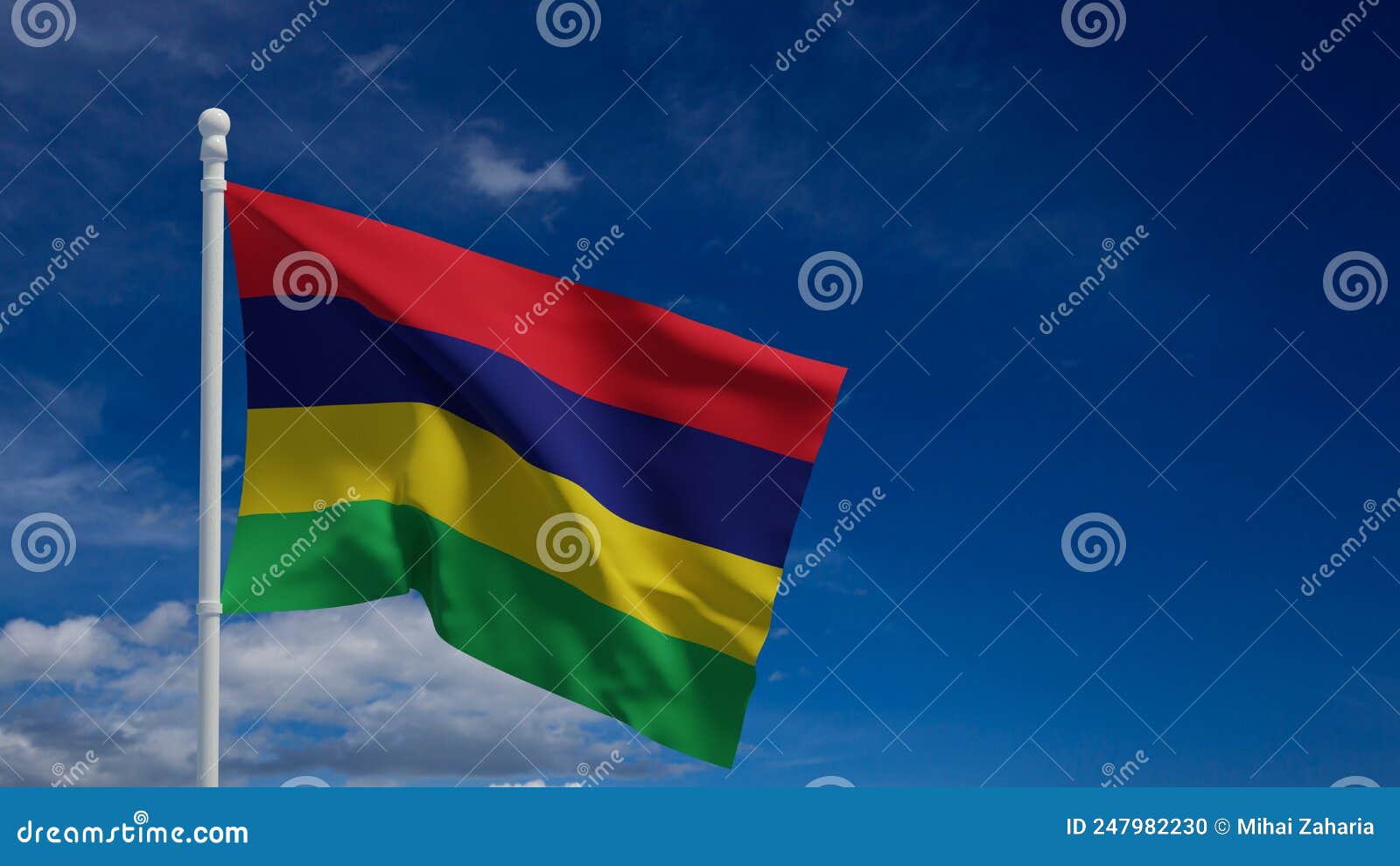 Mauritius Flag, Waving in the Wind - 3d Rendering Illustration Stock ...