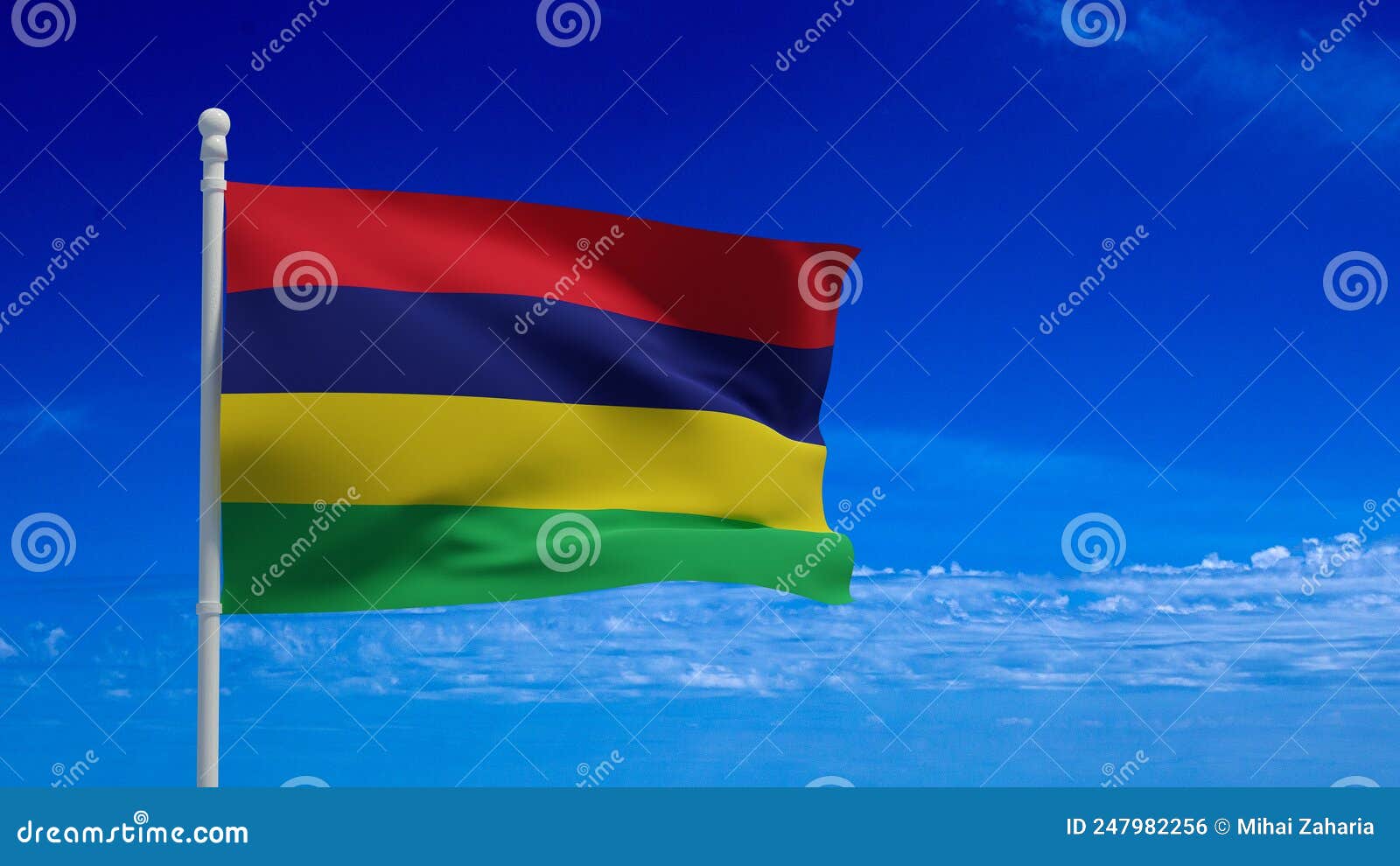 Mauritius Flag, Waving in the Wind - 3d Rendering Illustration Stock ...