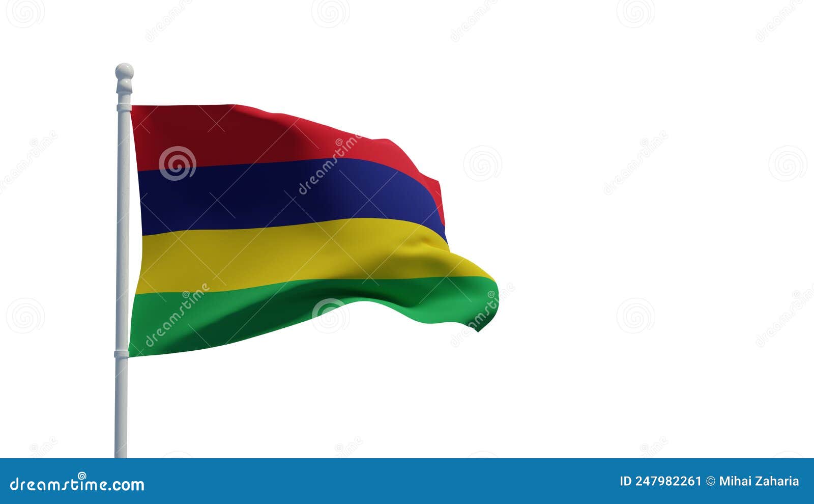 Mauritius Flag, Waving in the Wind - 3d Rendering Illustration Stock ...