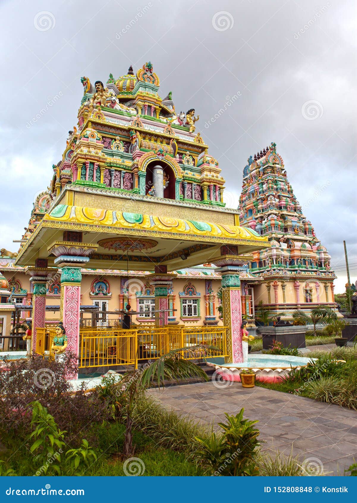 Mauritius. Hindu Temple in Sunny Day Stock Photo - Image of sunny ...