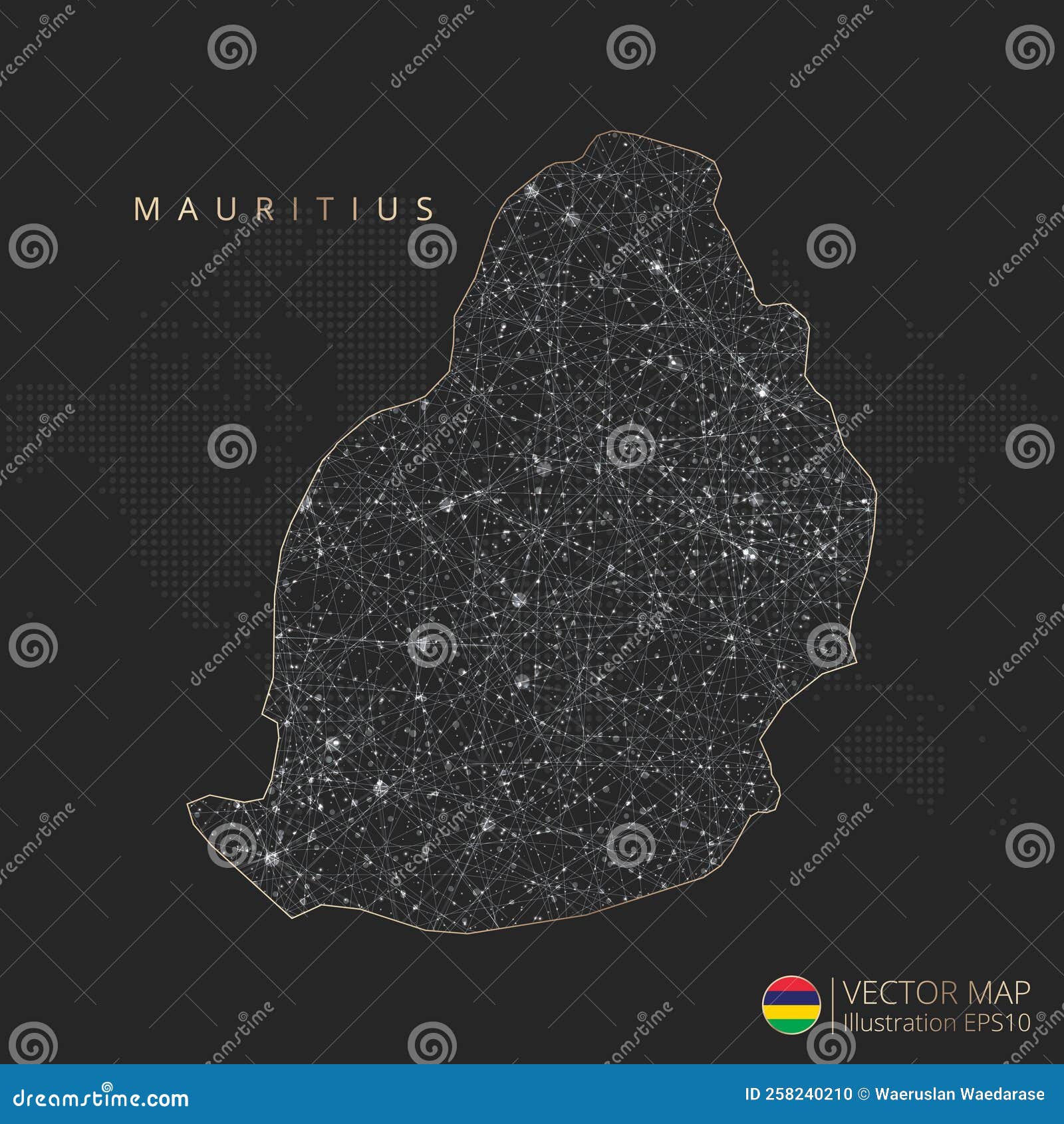 Mauritius Map Abstract Geometric Mesh Polygonal Light Concept Stock ...