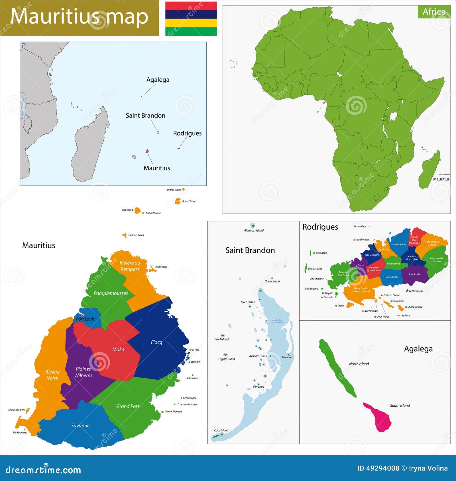 Mauritius map stock vector. Illustration of city, administrative - 49294008