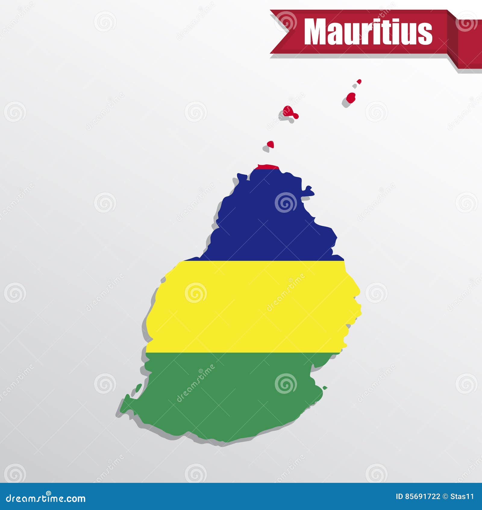 Mauritius Map with Flag Inside and Ribbon Stock Illustration ...