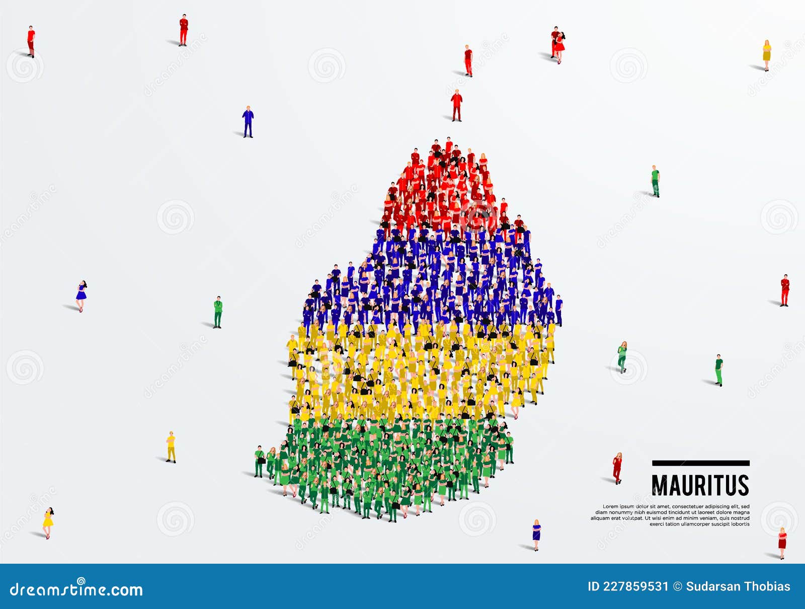 Mauritius People Map. Detailed Vector Silhouette. Mixed Crowd Of Men ...