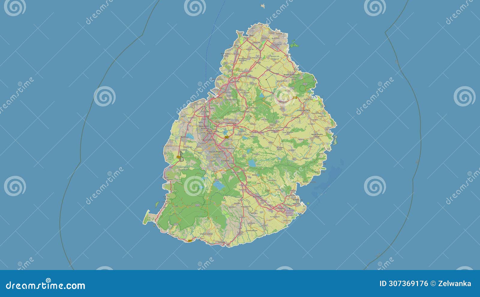 Mauritius Outlined. Topo German Stock Illustration - Illustration of ...