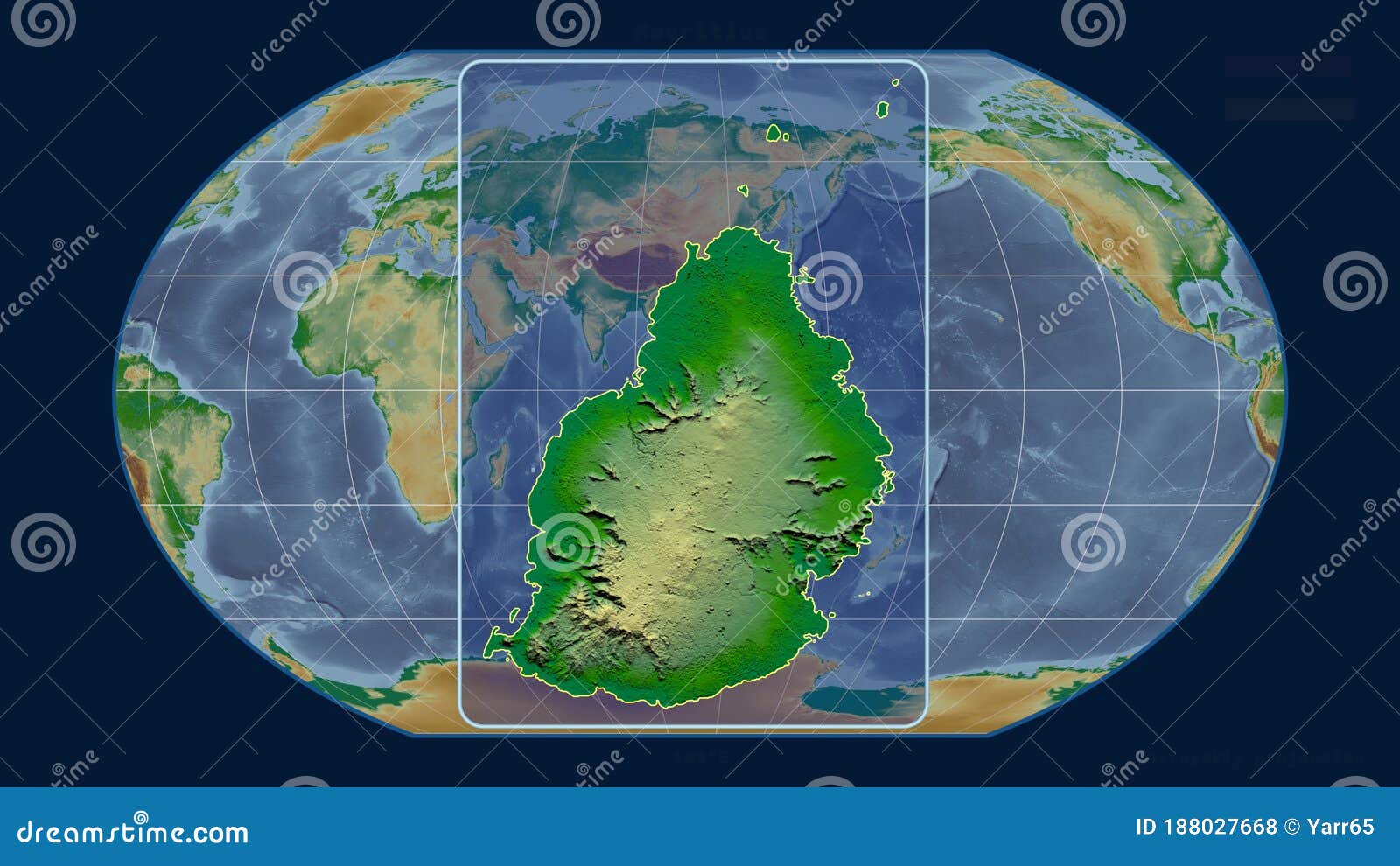 Mauritius - Physical. Kavrayskiy, Centered Stock Illustration ...