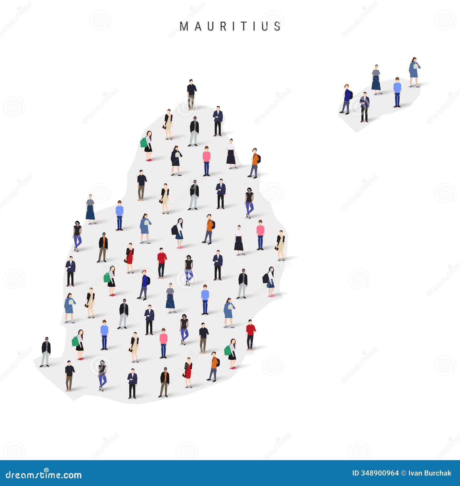 Mauritius People Icon Map. Stylized Vector Silhouette Of Mauritius ...