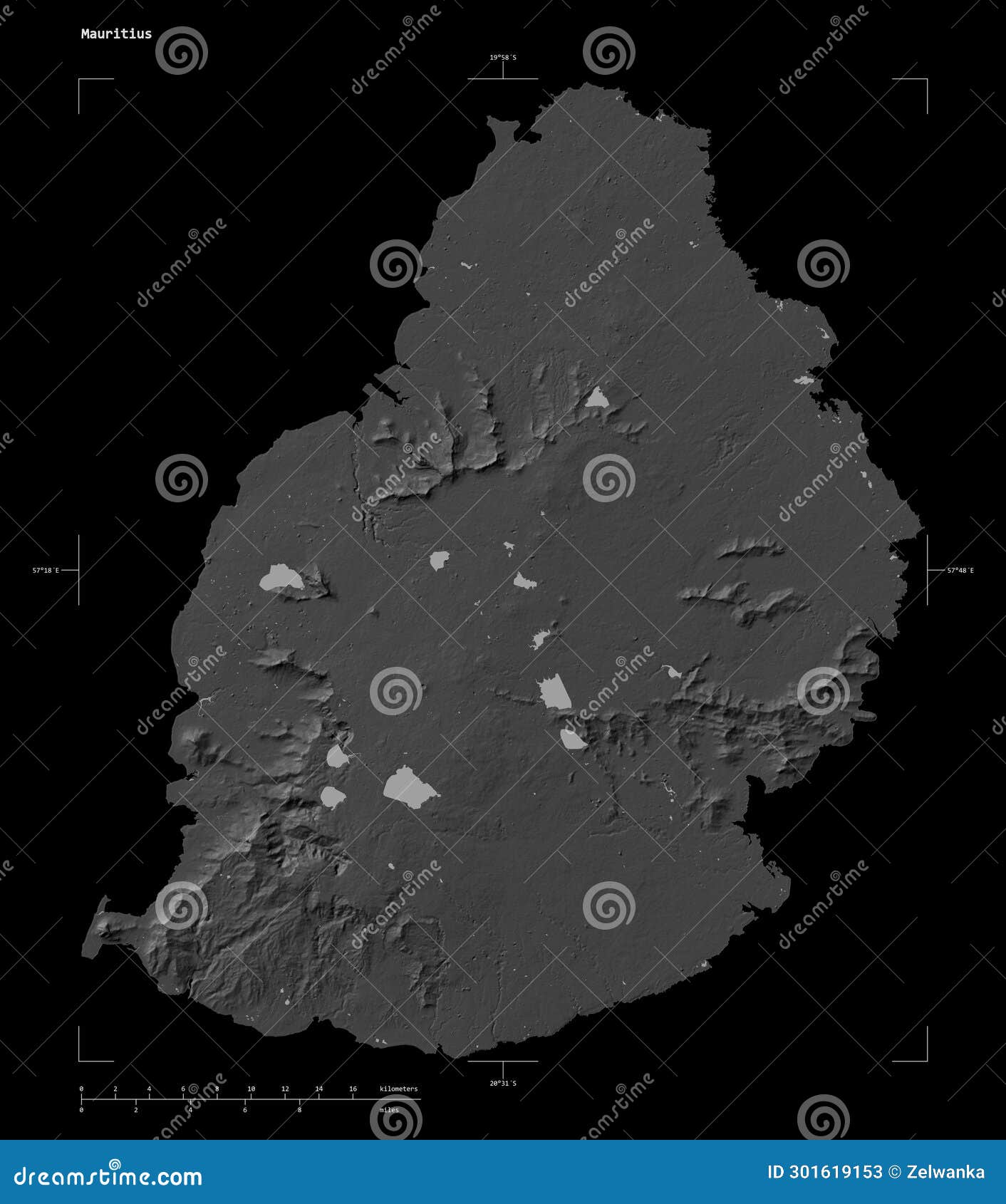 Mauritius Shape on Black. Bilevel Stock Illustration - Illustration of ...