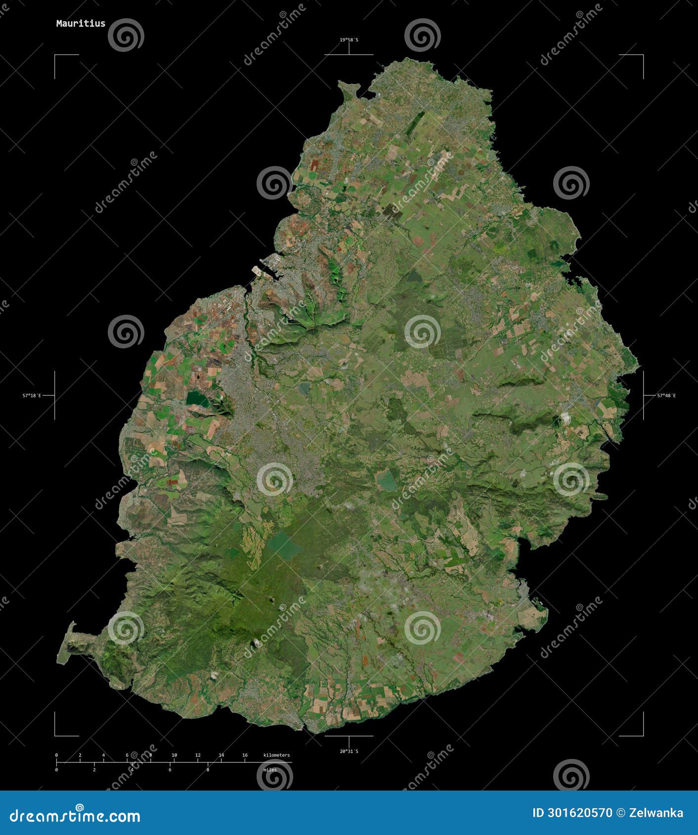 Mauritius Shape on Black. High-res Satellite Stock Illustration ...