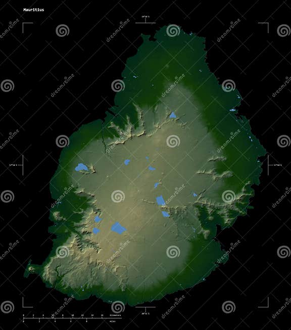 Mauritius Shape on Black. Physical Stock Illustration - Illustration of ...
