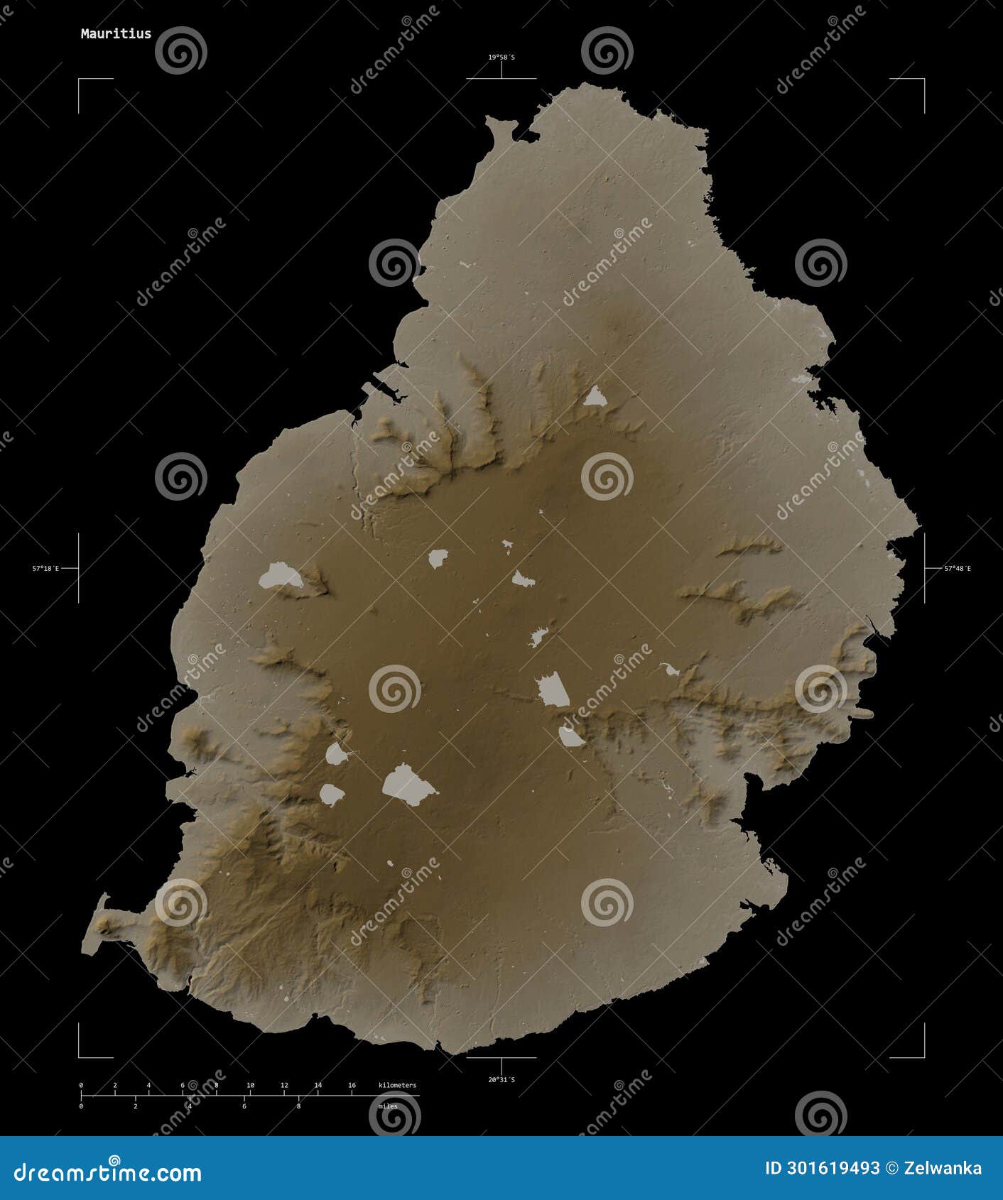 Mauritius Shape on Black. Sepia Stock Illustration - Illustration of ...