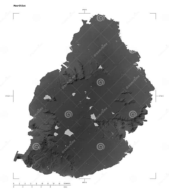 Mauritius Shape on White. Grayscale Stock Illustration - Illustration ...