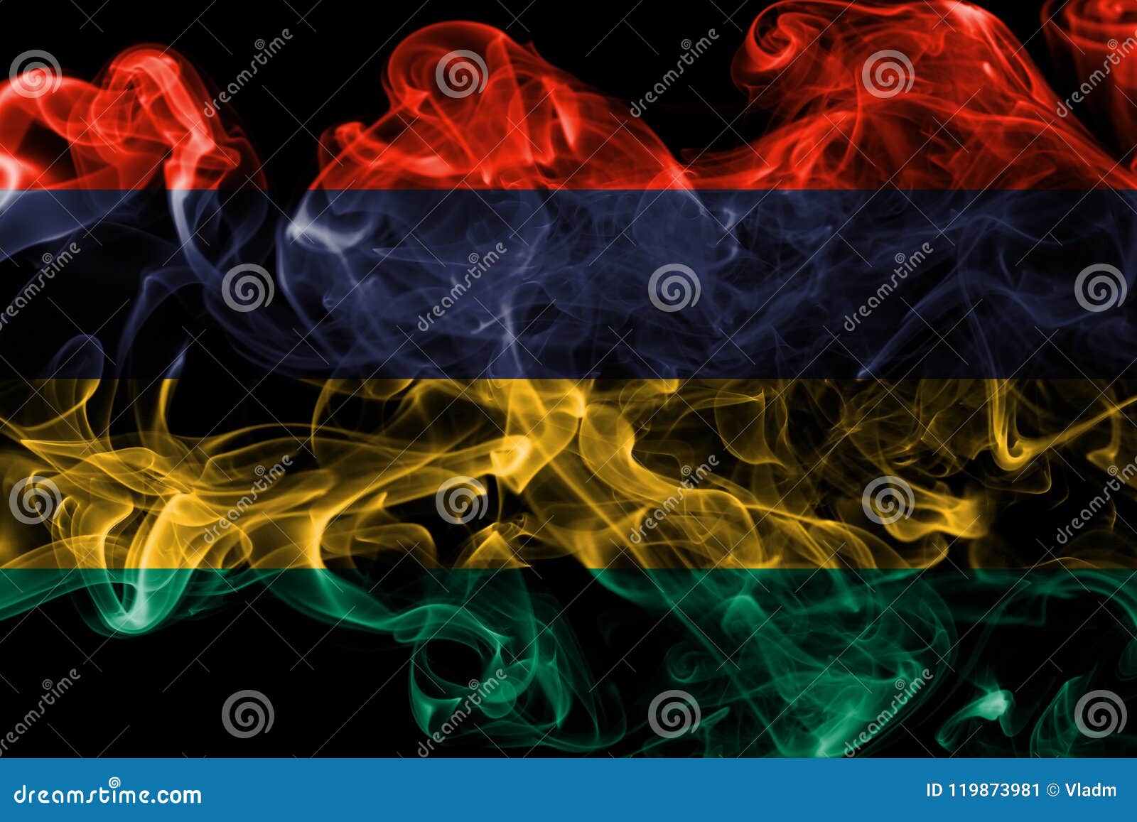 Mauritius Smoke Flag on a Black Background Stock Illustration ...