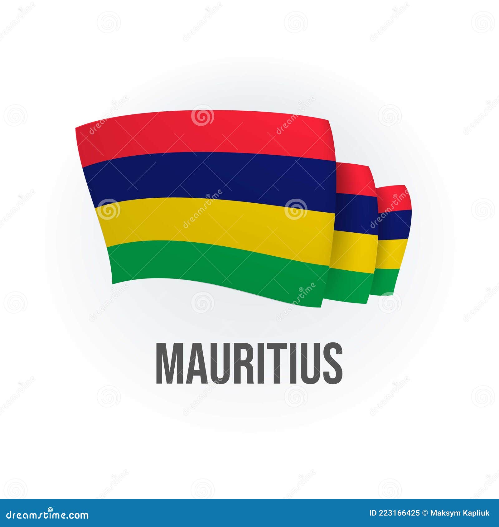 Mauritius Vector Flag. Bended Flag of Mauritius, Realistic Vector ...
