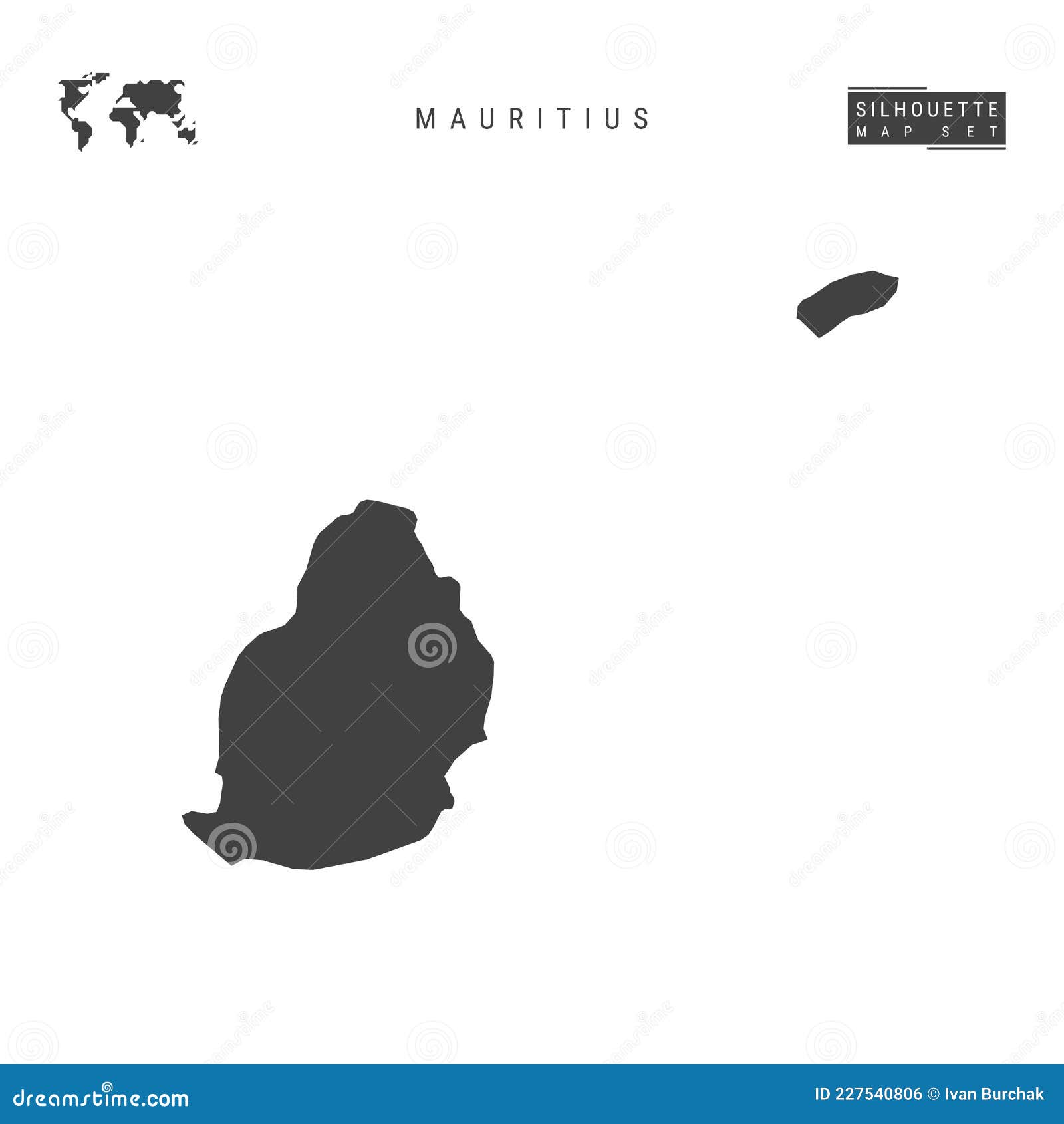 Mauritius Vector Map Isolated on White Background. High-Detailed Black ...