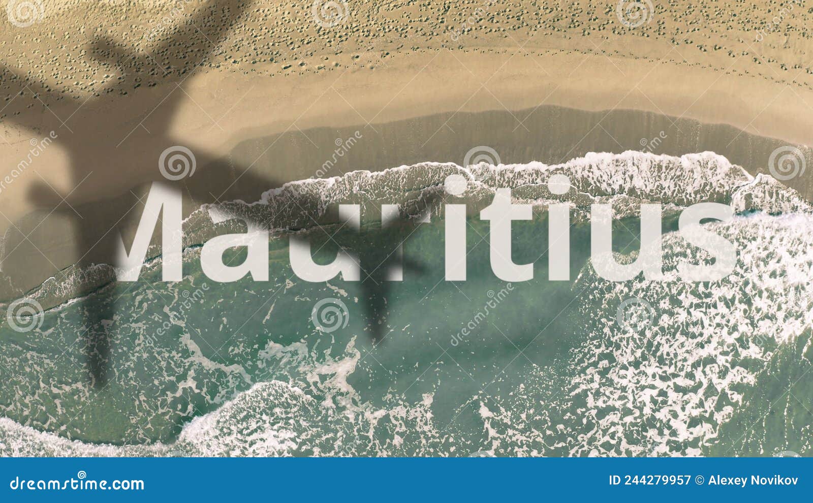 Mauritius Word Being Revealed with the Shadow of a Flying Airplane on ...