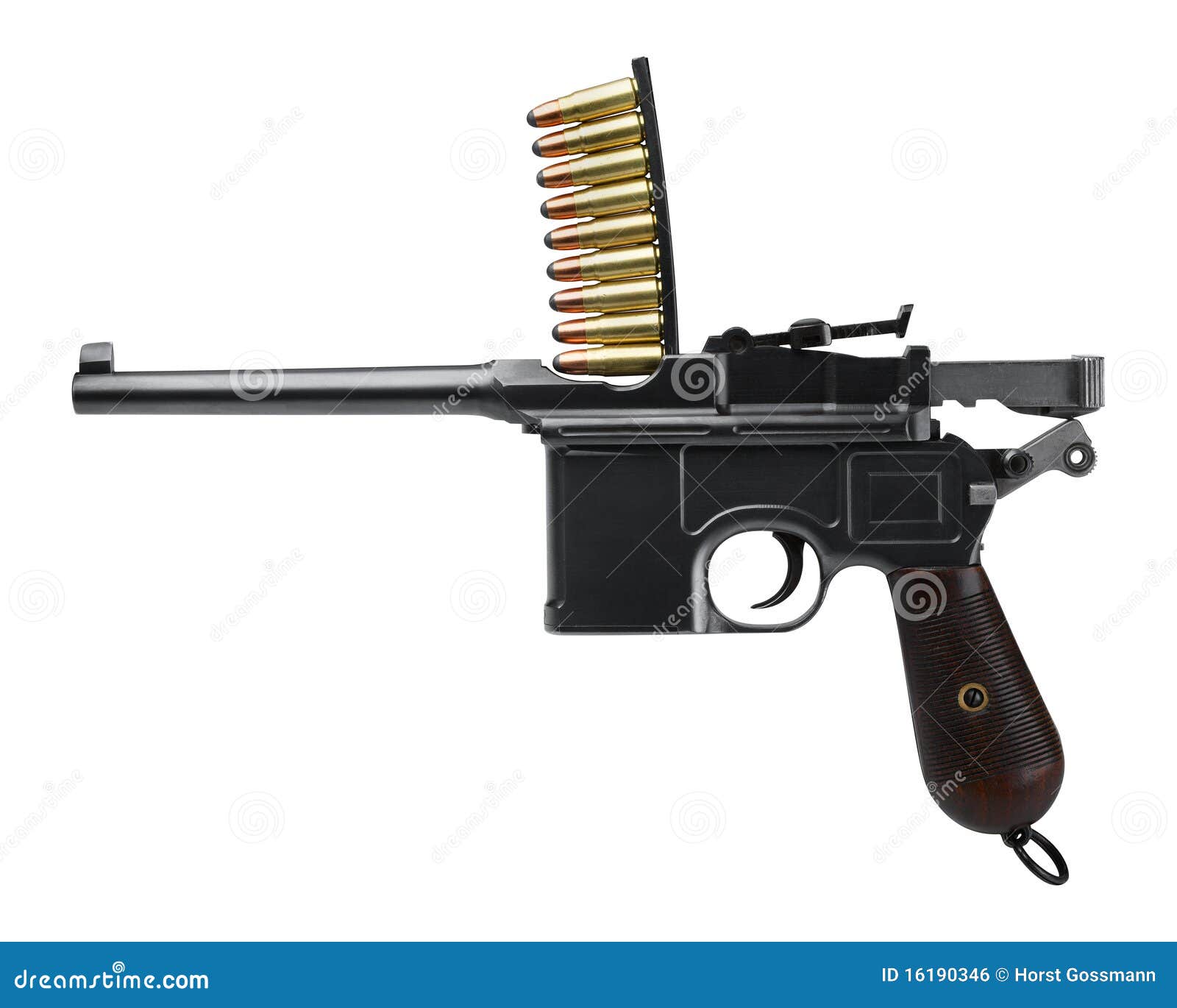 Mauser C96 stock photo. Image of handgun, safety, bullet - 16190346