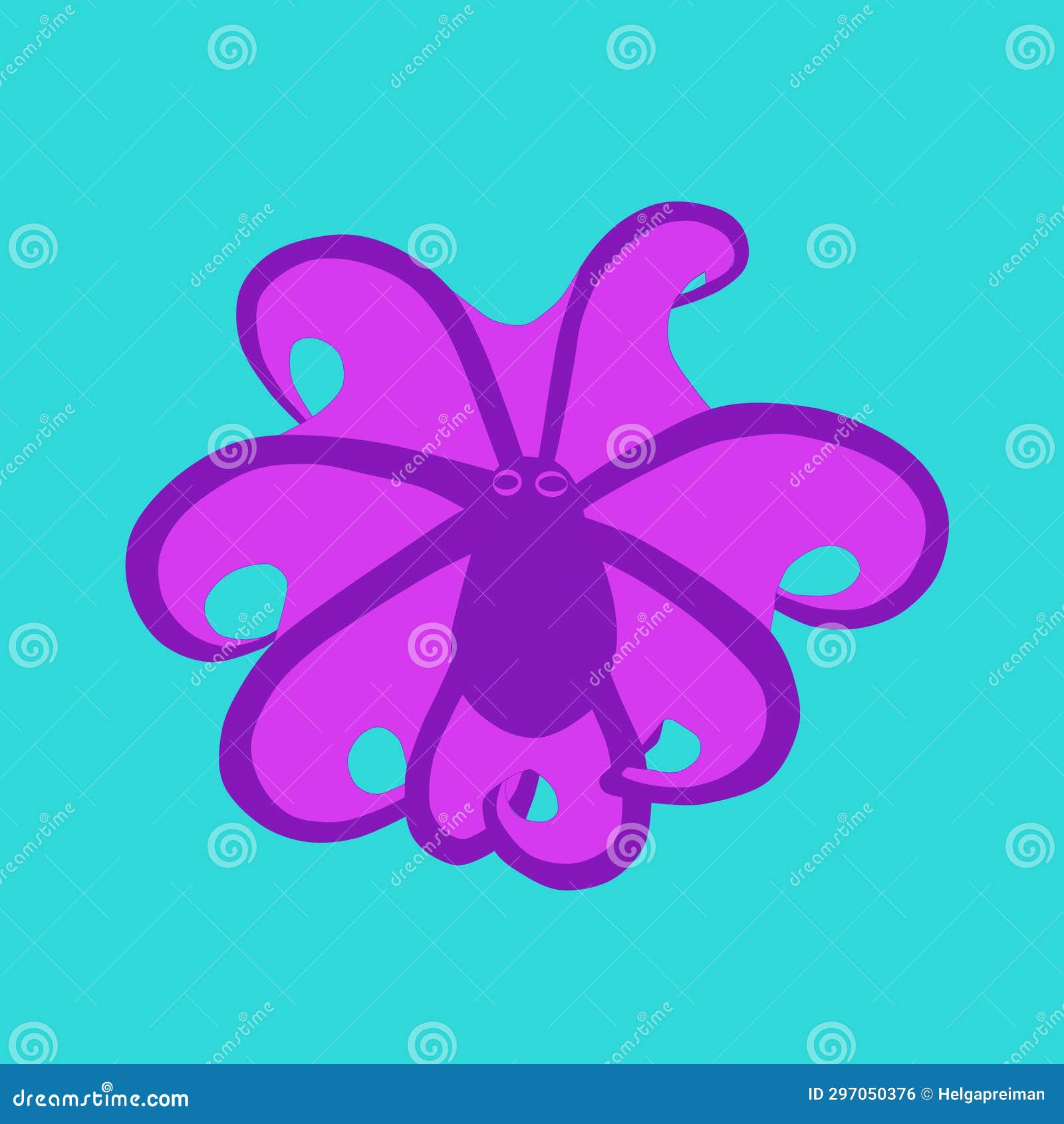 The Mauve Octopus on the Blue Background Stock Illustration ...