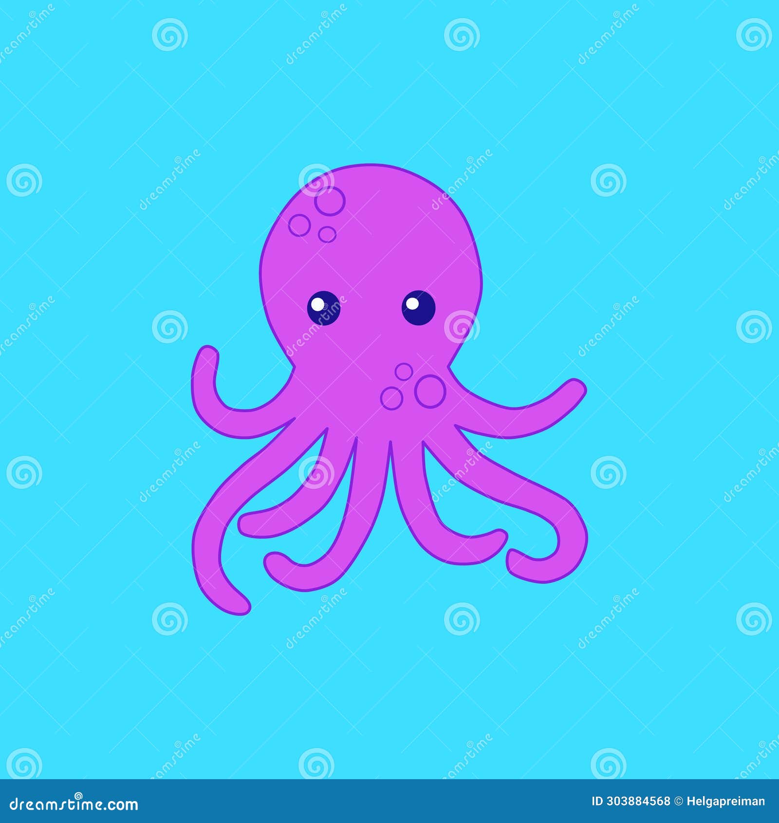 The Mauve Octopus on Light Blue Background Stock Illustration ...