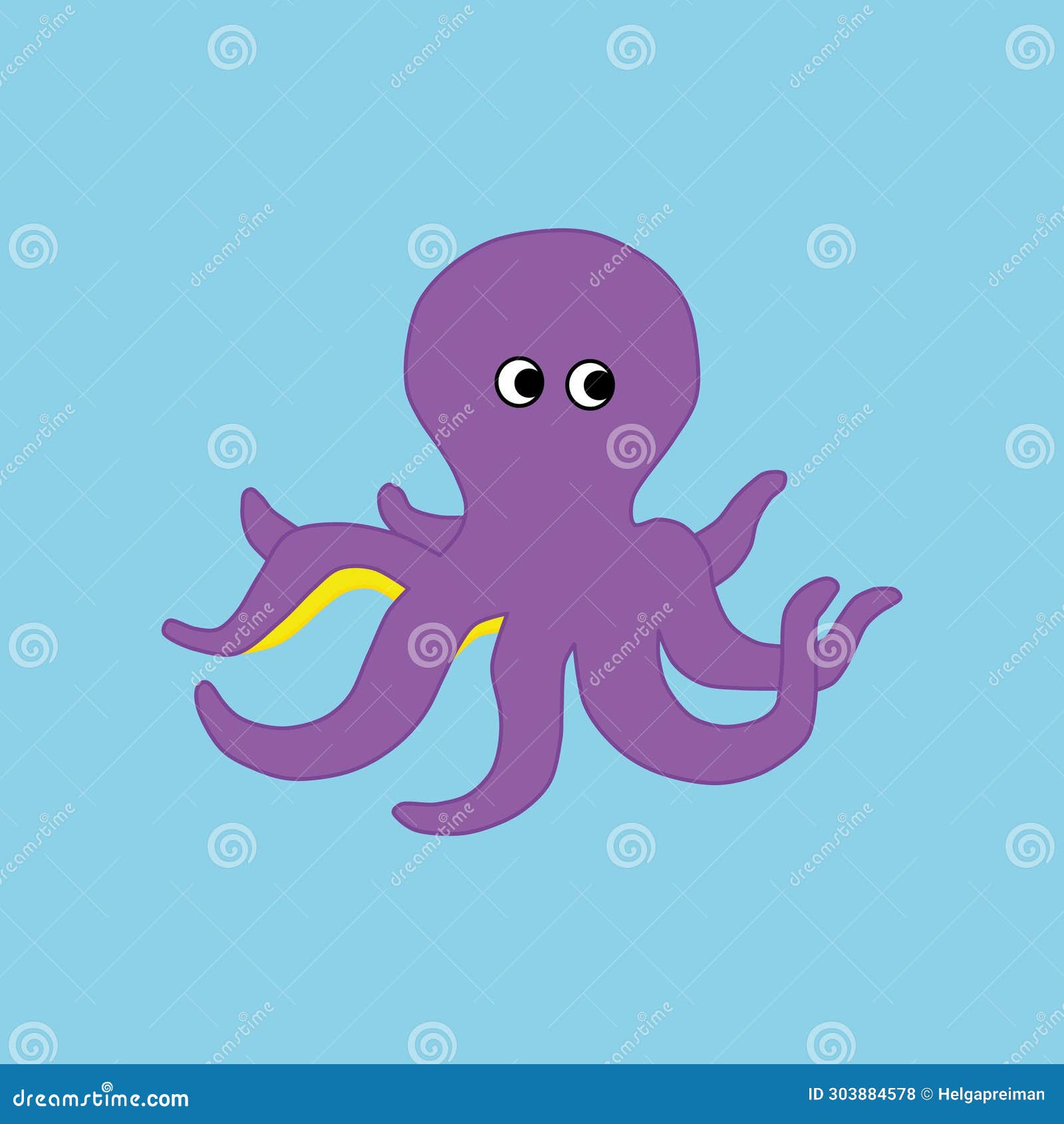 The Mauve Octopus on Light Blue Background Stock Illustration ...