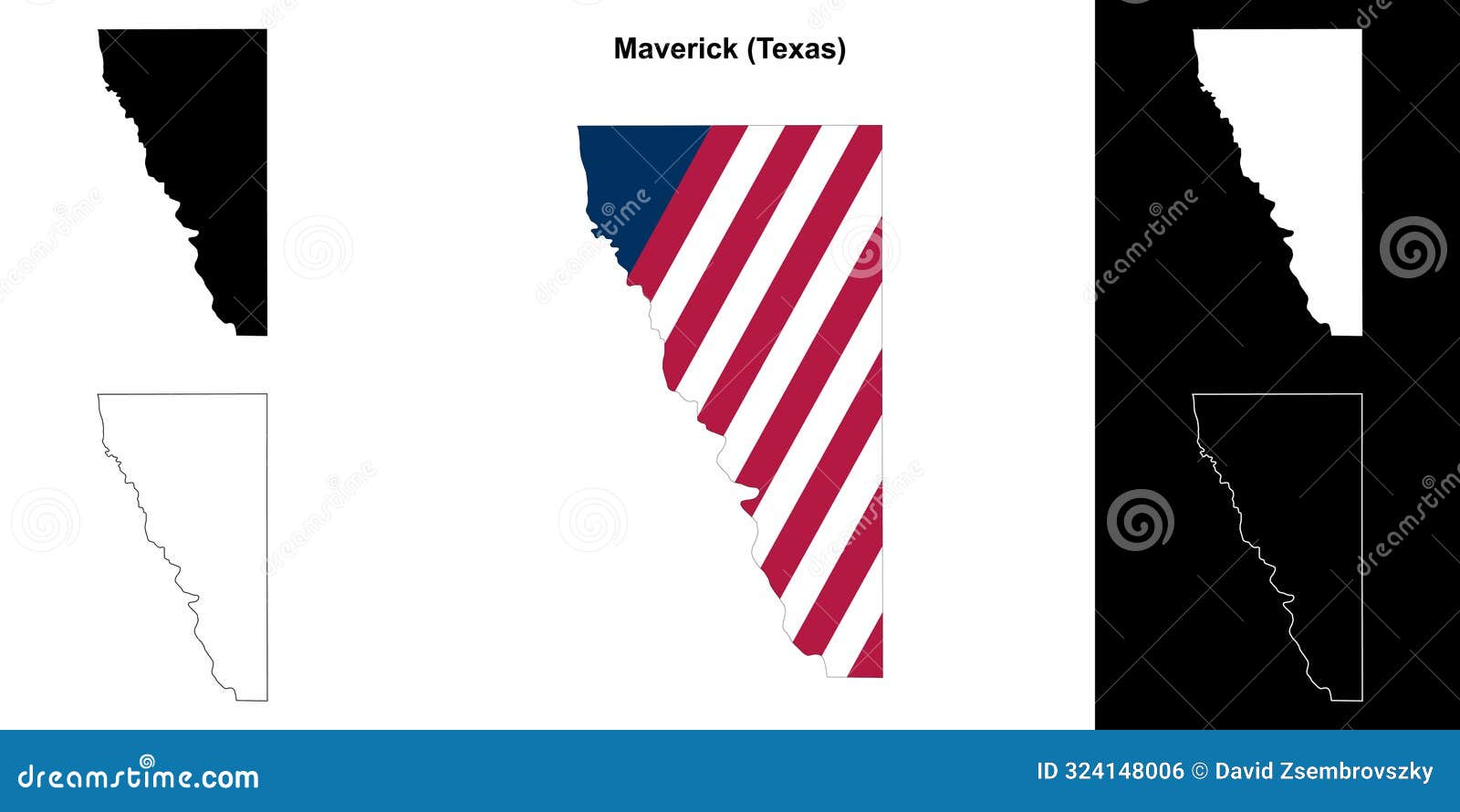 Map Of Maverick County In Texas State On White Background. Single ...
