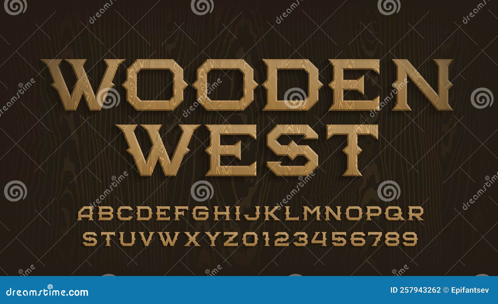 Wooden West Alphabet Font. Wooden Letters and Numbers in Wild West ...