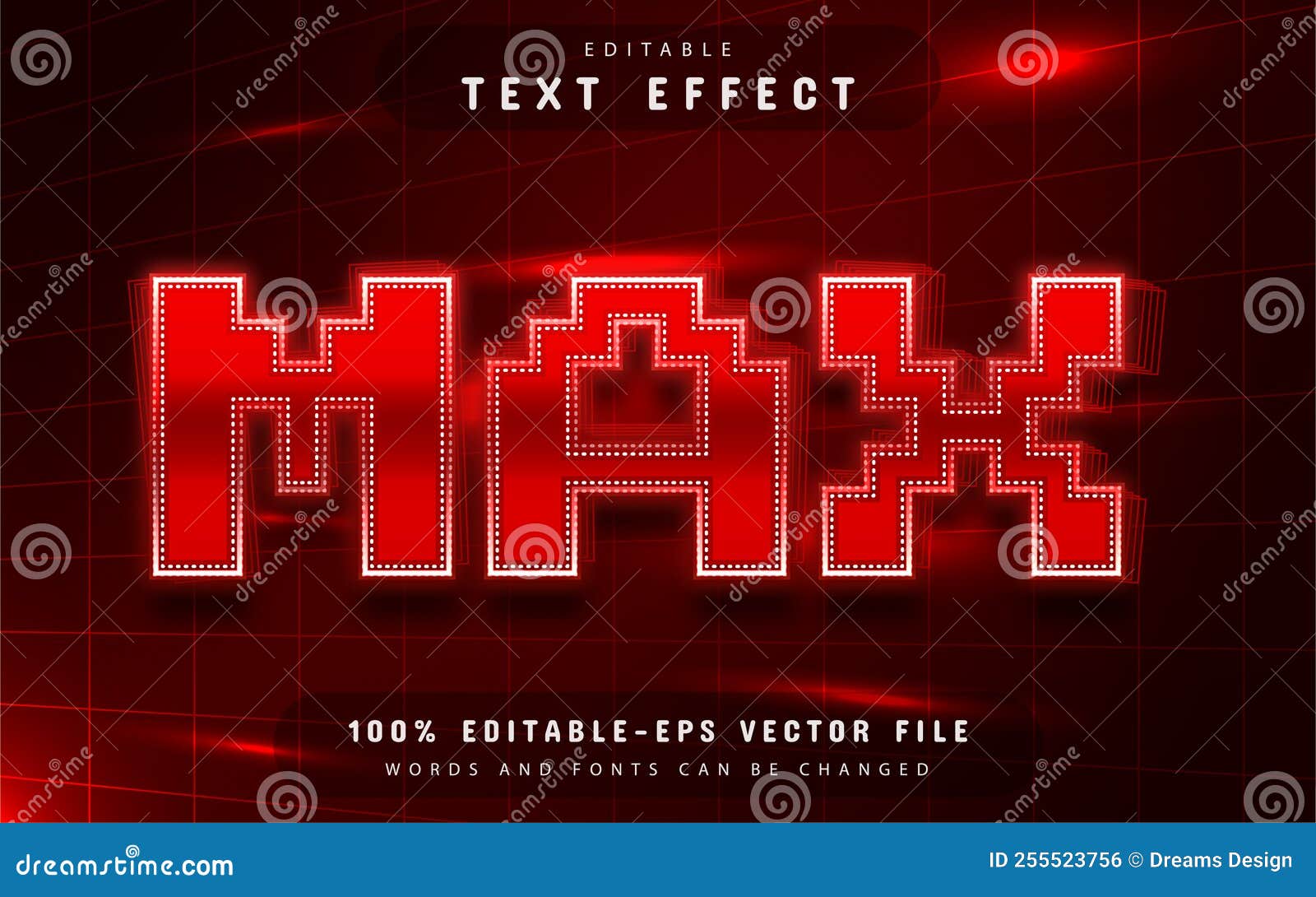Max red neon text effect stock vector. Illustration of typography ...