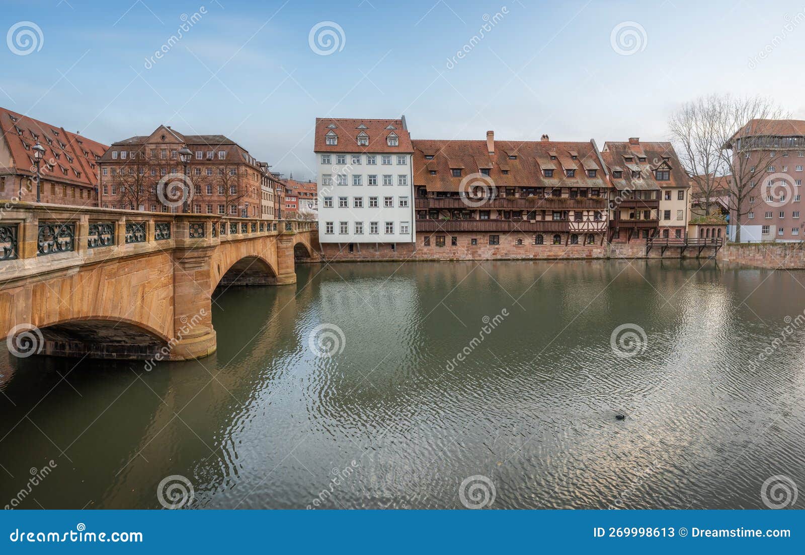Maxbrucke Bridge at Pegnitz River - Nuremberg, Bavaria, Germany Stock ...