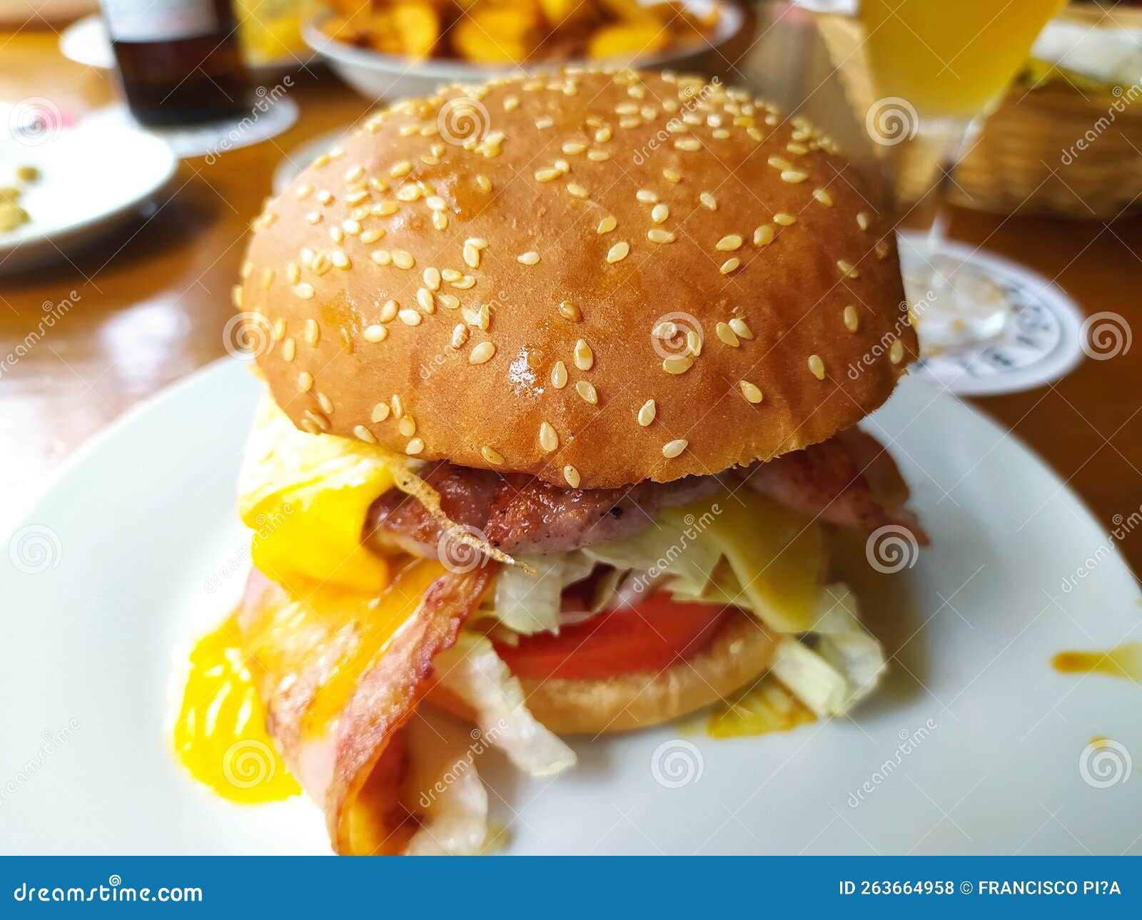 Maxi Burger with Cheese and Egg Stock Photo - Image of hamburger, food ...