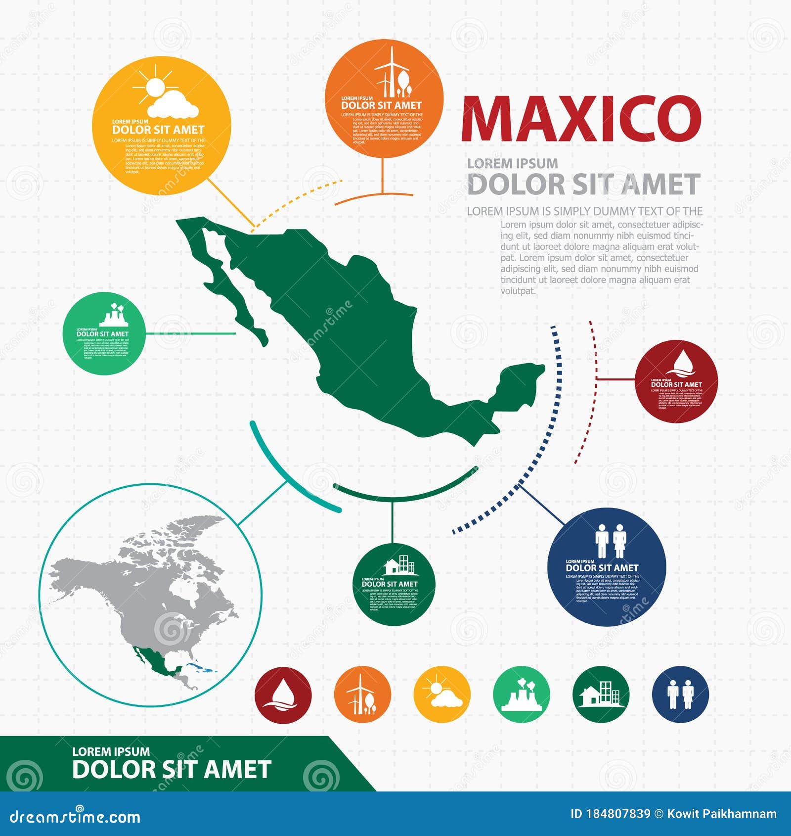 Maxico Map and Flag - Highly Detailed Vector Infographic Illustration ...