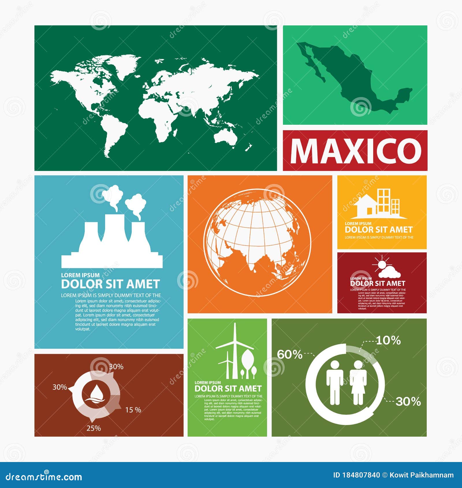 Maxico Map and Flag - Highly Detailed Vector Infographic Illustration ...