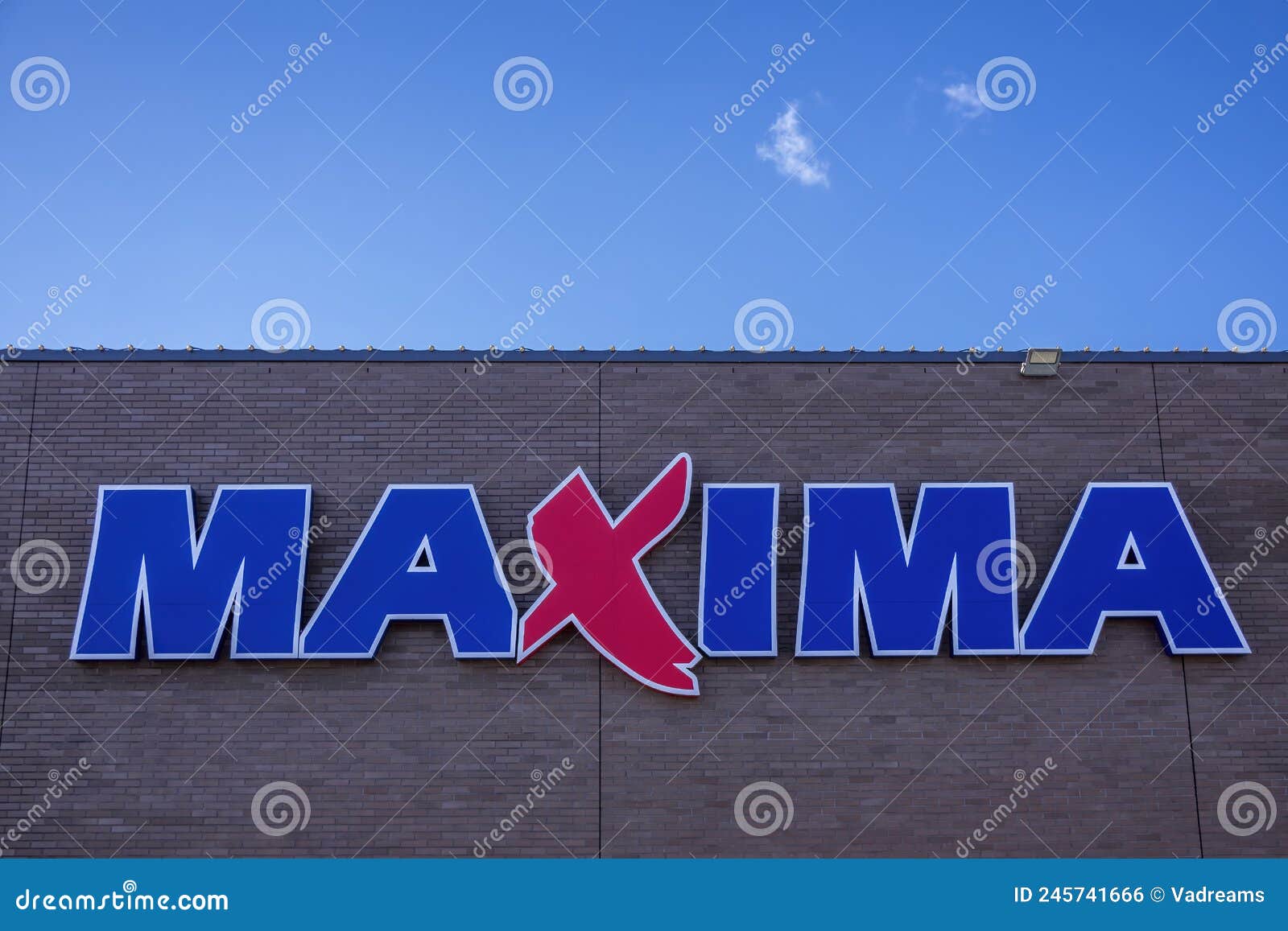 MAXIMA Brand Logo on Food Store Wall in Druskininkai, Lithuania, April ... MAXIMA Brand Logo on Food Store Wall in Druskininkai, Lithuania, April ...