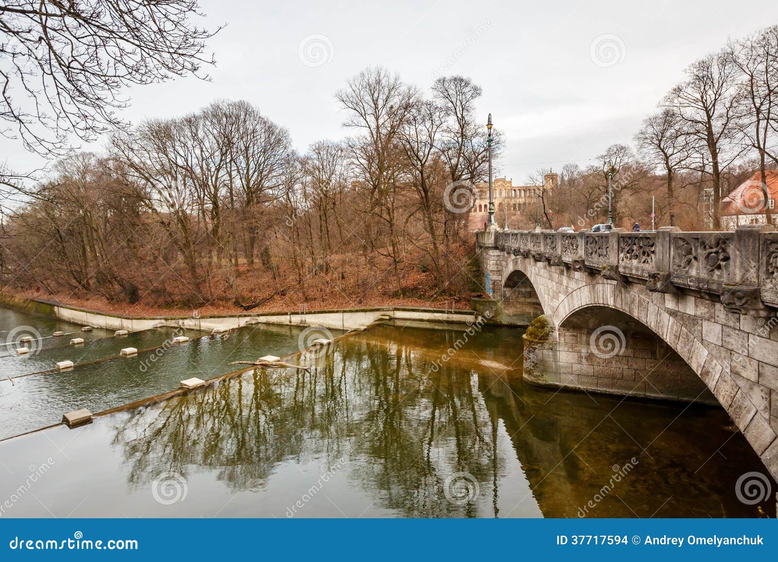 Maximilian Bridge Over Isar River in Munich Stock Photo - Image of ...