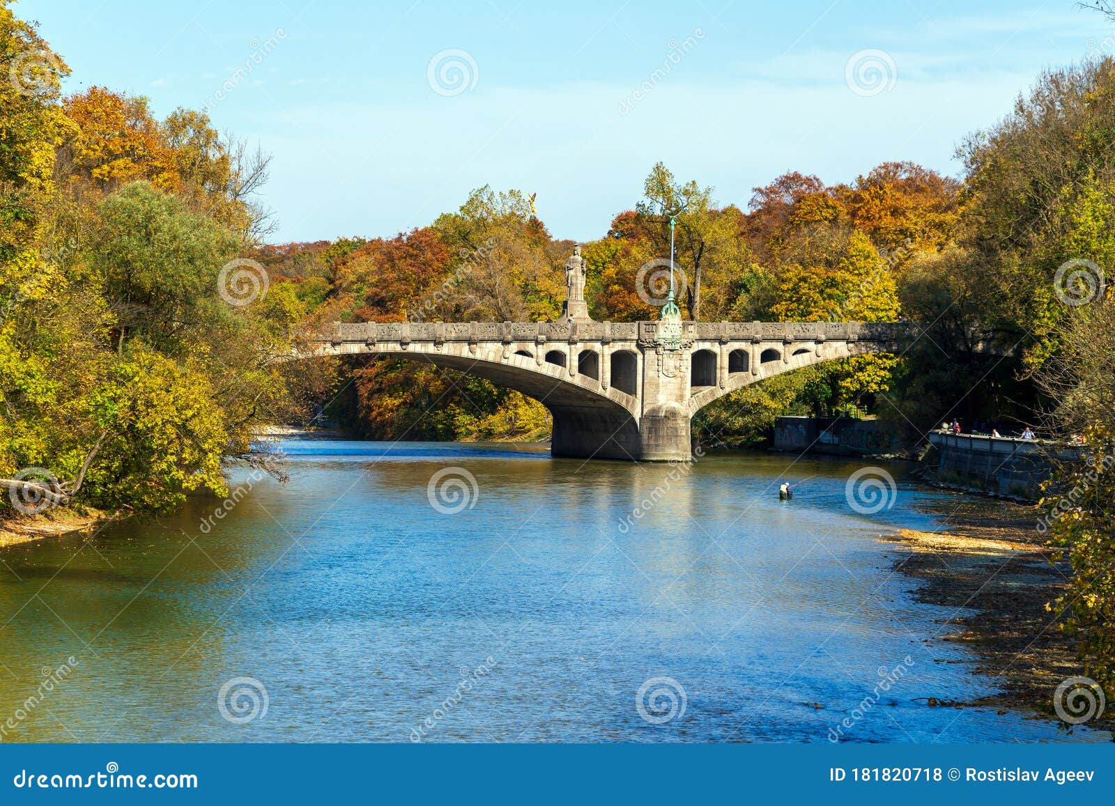 Maximiliansbrucke, Famous Bridge Thru Isar, Munich, Germany Stock Photo ...