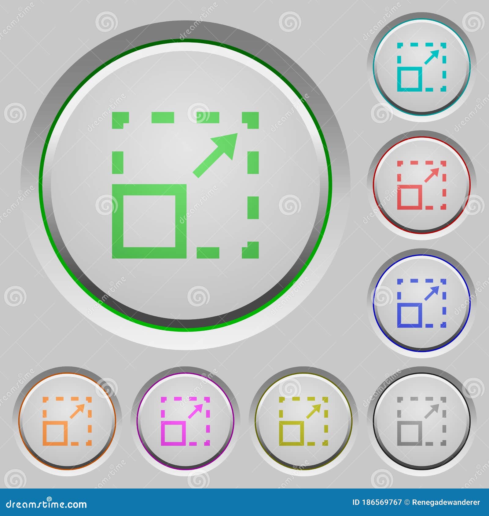 Maximize Element Push Buttons Stock Vector - Illustration of biggest, orange: 186569767